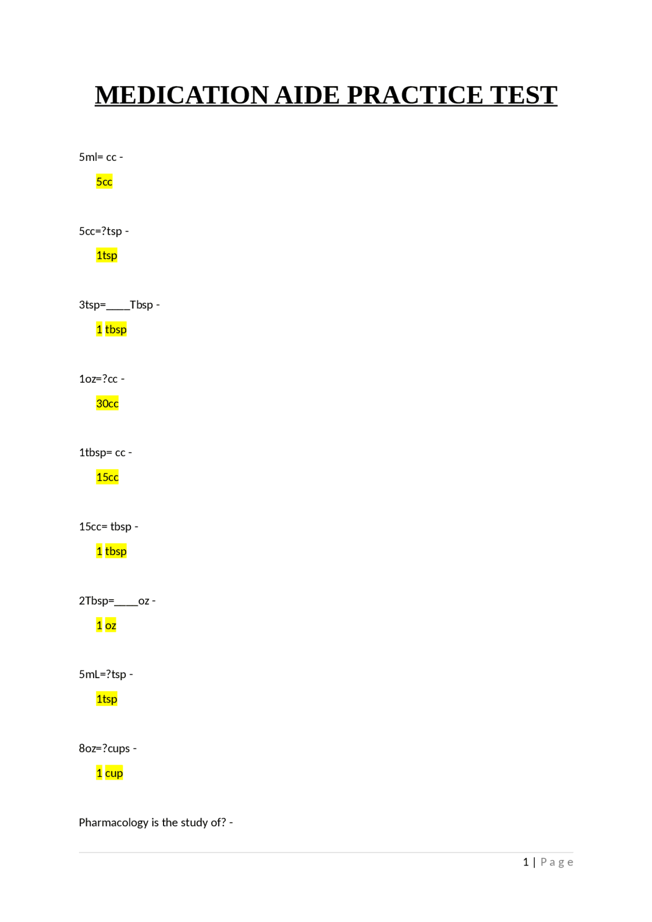 Medication Aide Practice Test: Pharmacology, Drug Administration, and ...