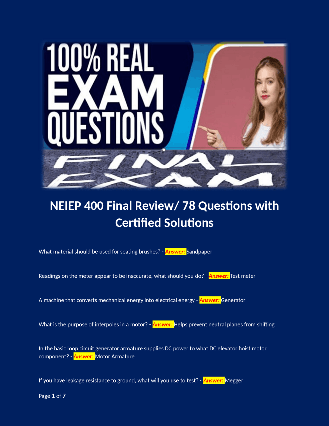 NEIEP 400 Final Review: 78 Questions with Certified Solutions | Exams ...