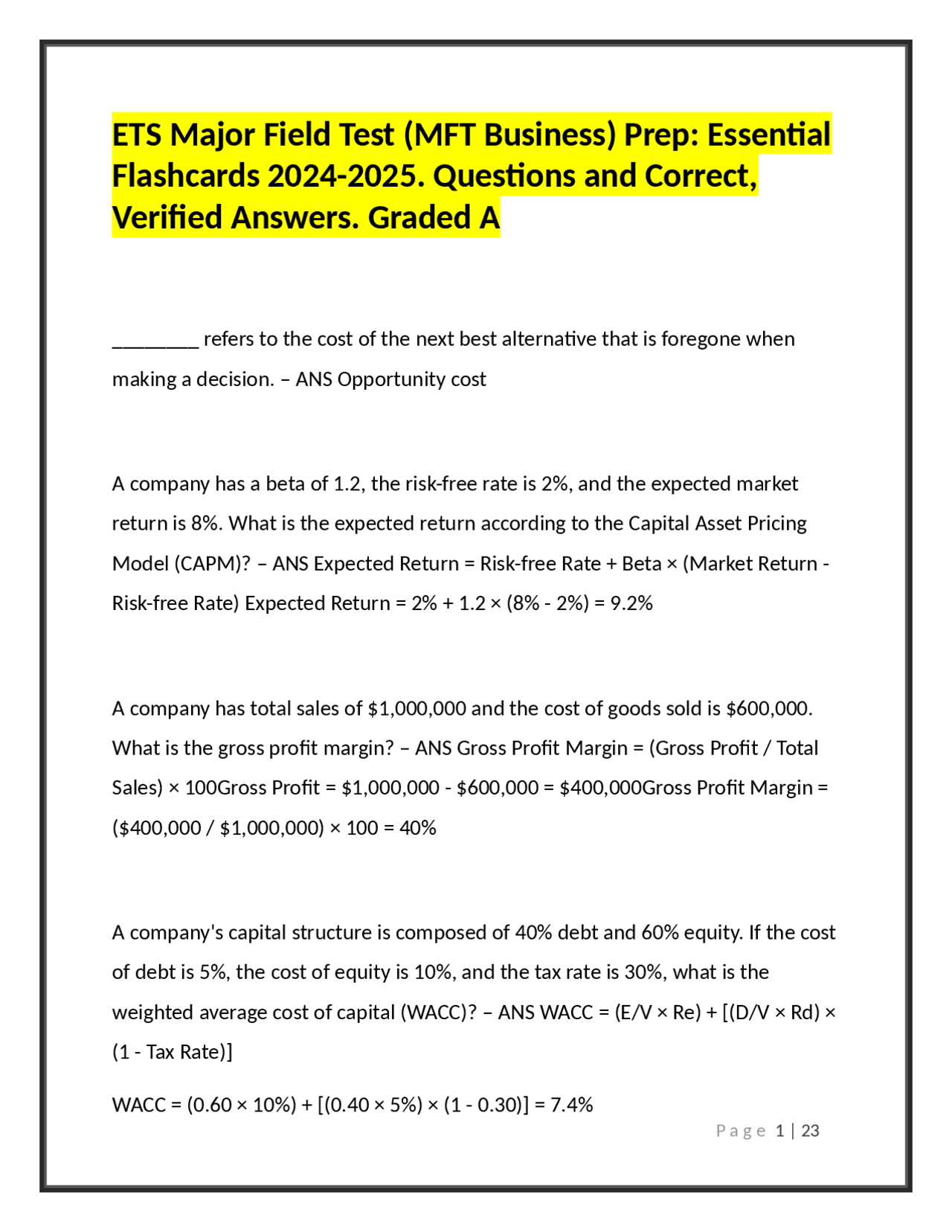 ETS Major Field Test (MFT Business) Prep: Essential Flashcards 2024 ...