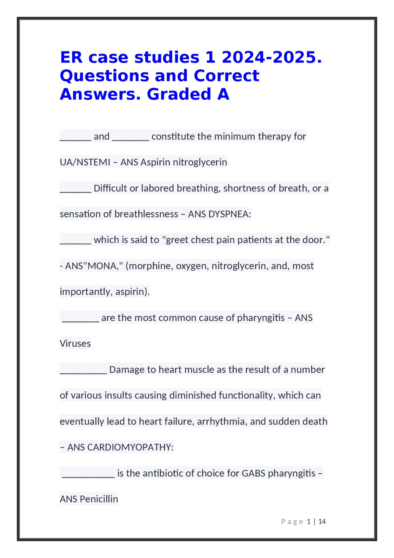Emergency Medicine Case Studies: Questions and Answers | Exams Pharmacy ...