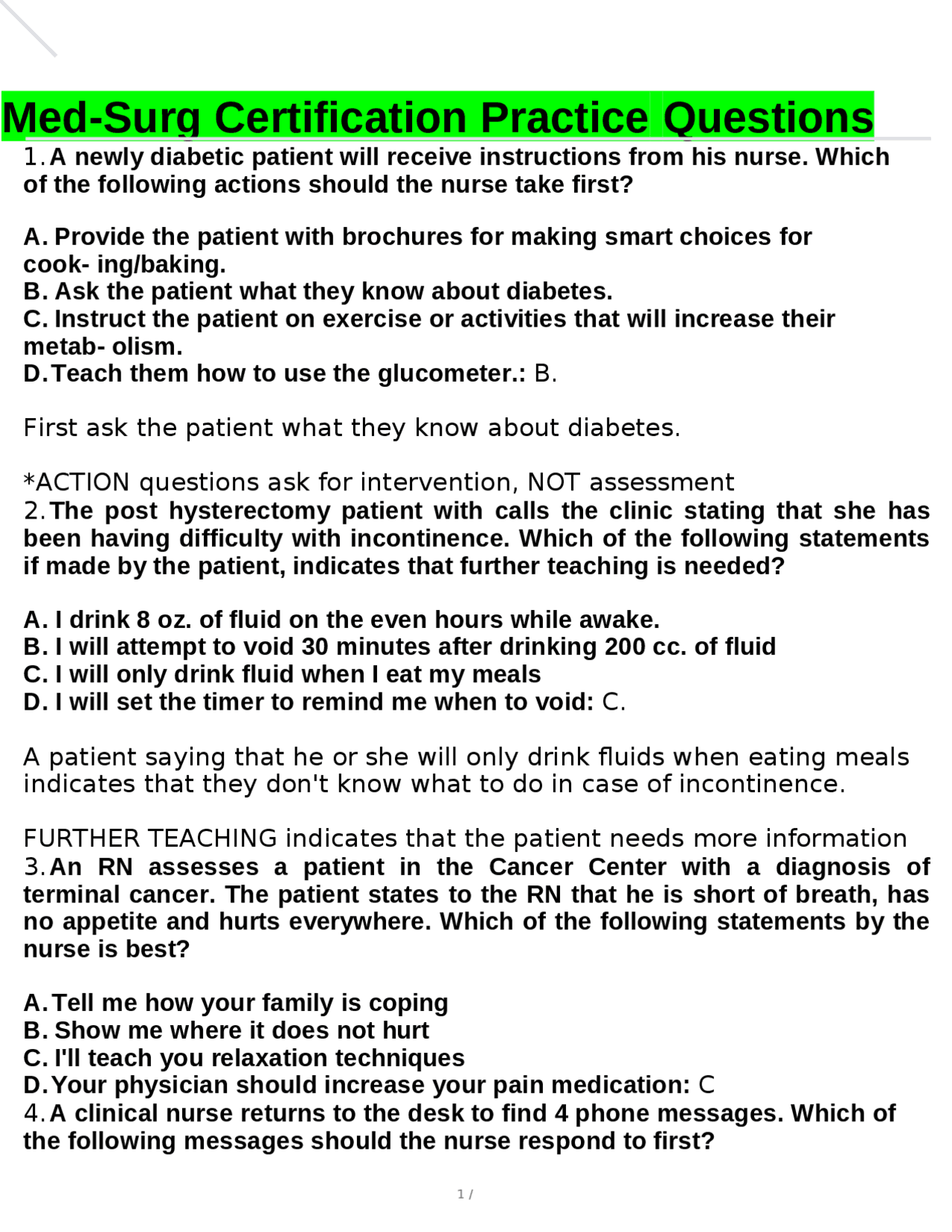 Med-Surg Certification Practice Questions: A Comprehensive Guide for ...