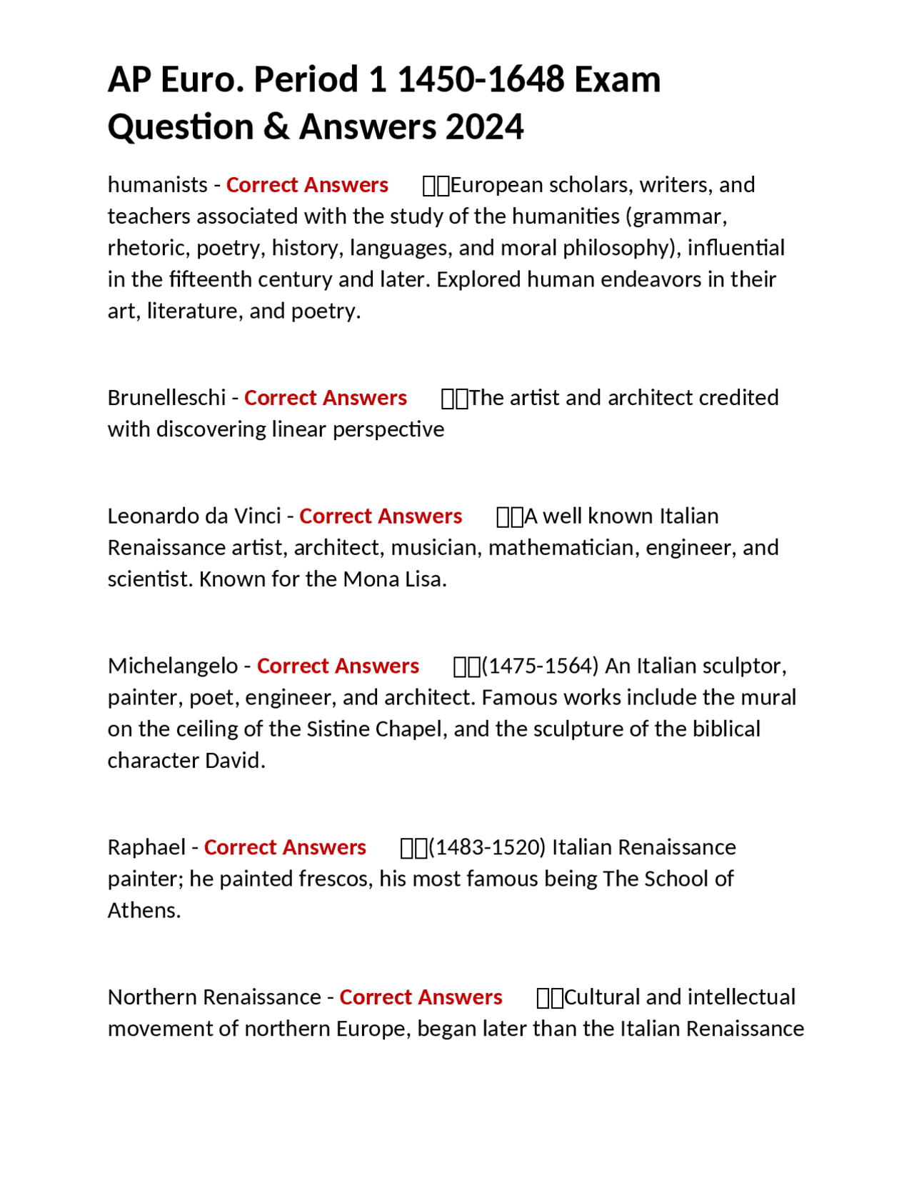 AP Euro Period 1 (1450-1648) Exam: Questions & Answers 2024 | Exams ...
