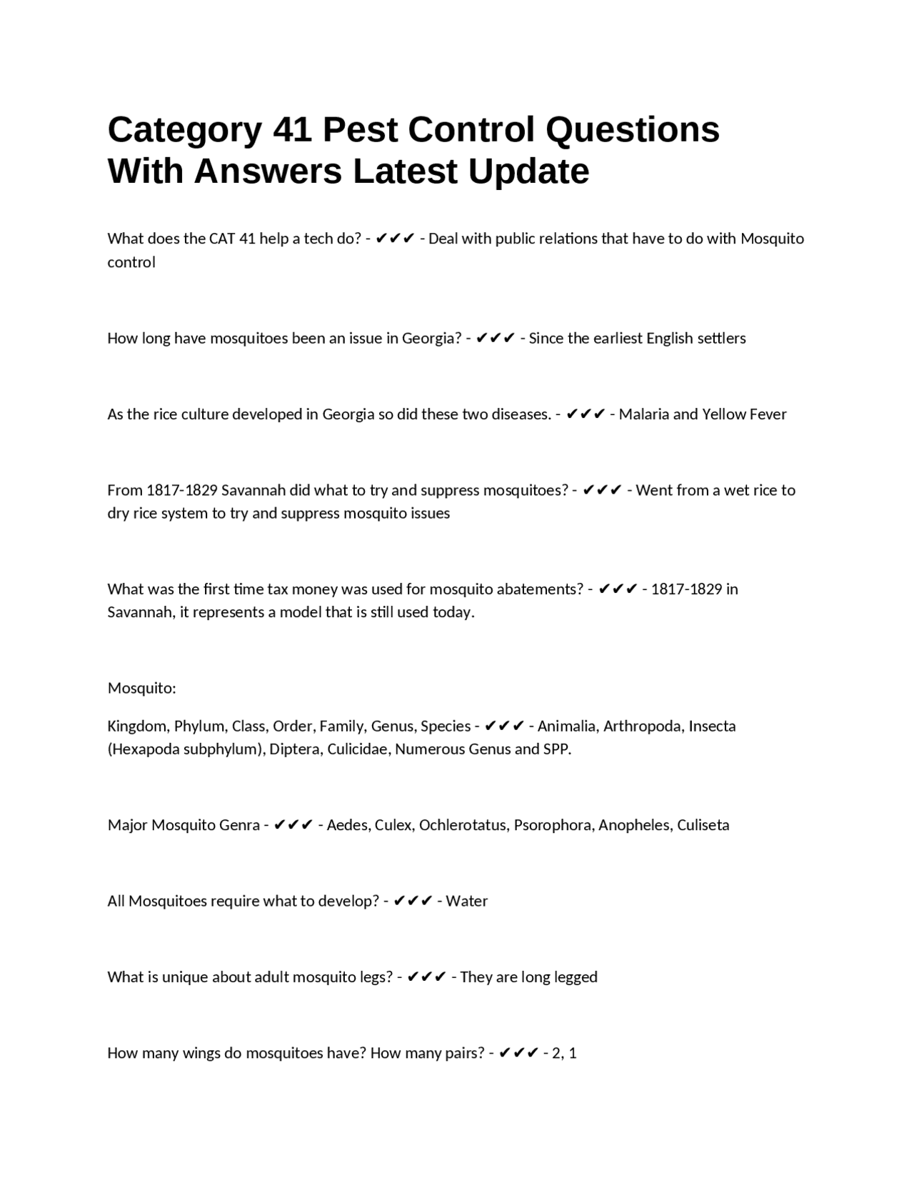 Mosquito Control: Category 41 Pest Control Questions and Answers ...