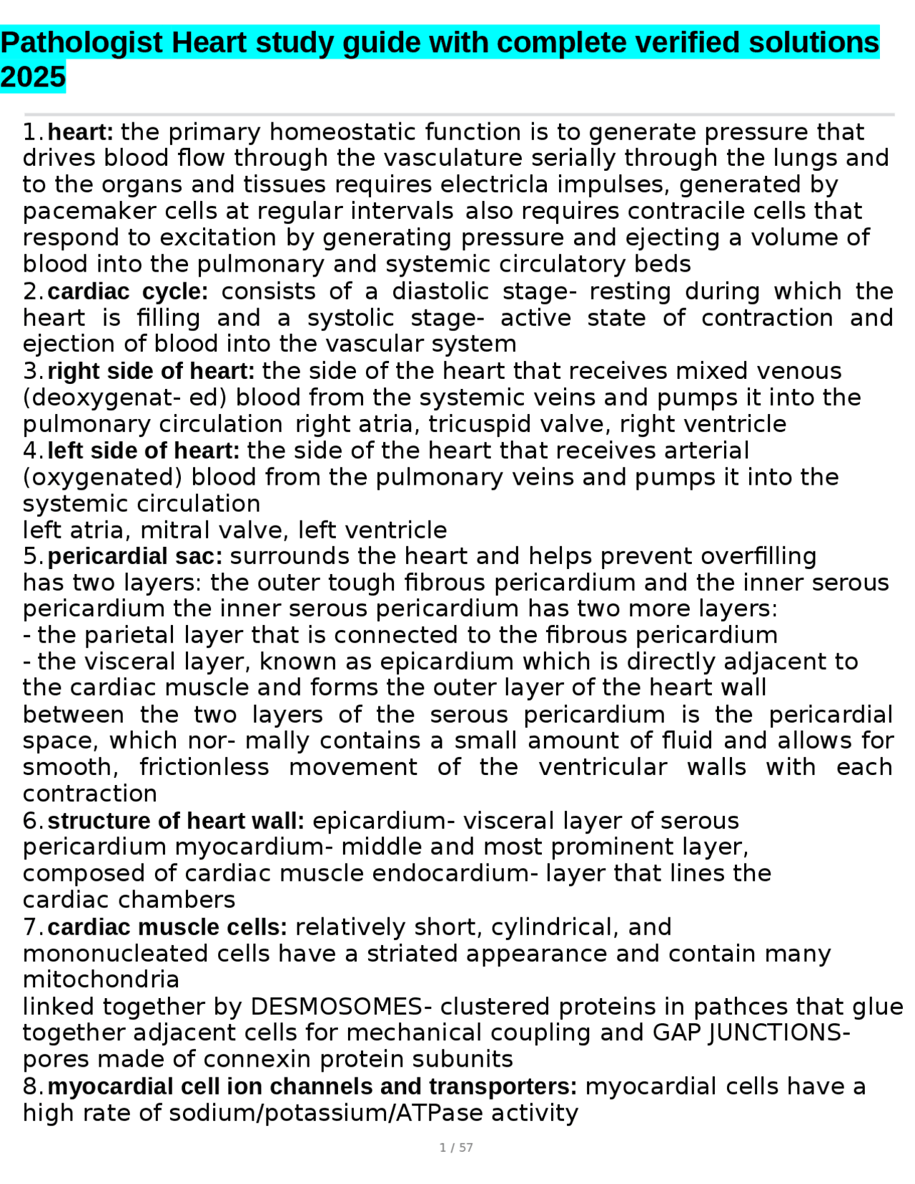 Heart Physiology Study Guide: A Comprehensive Overview of Cardiac ...