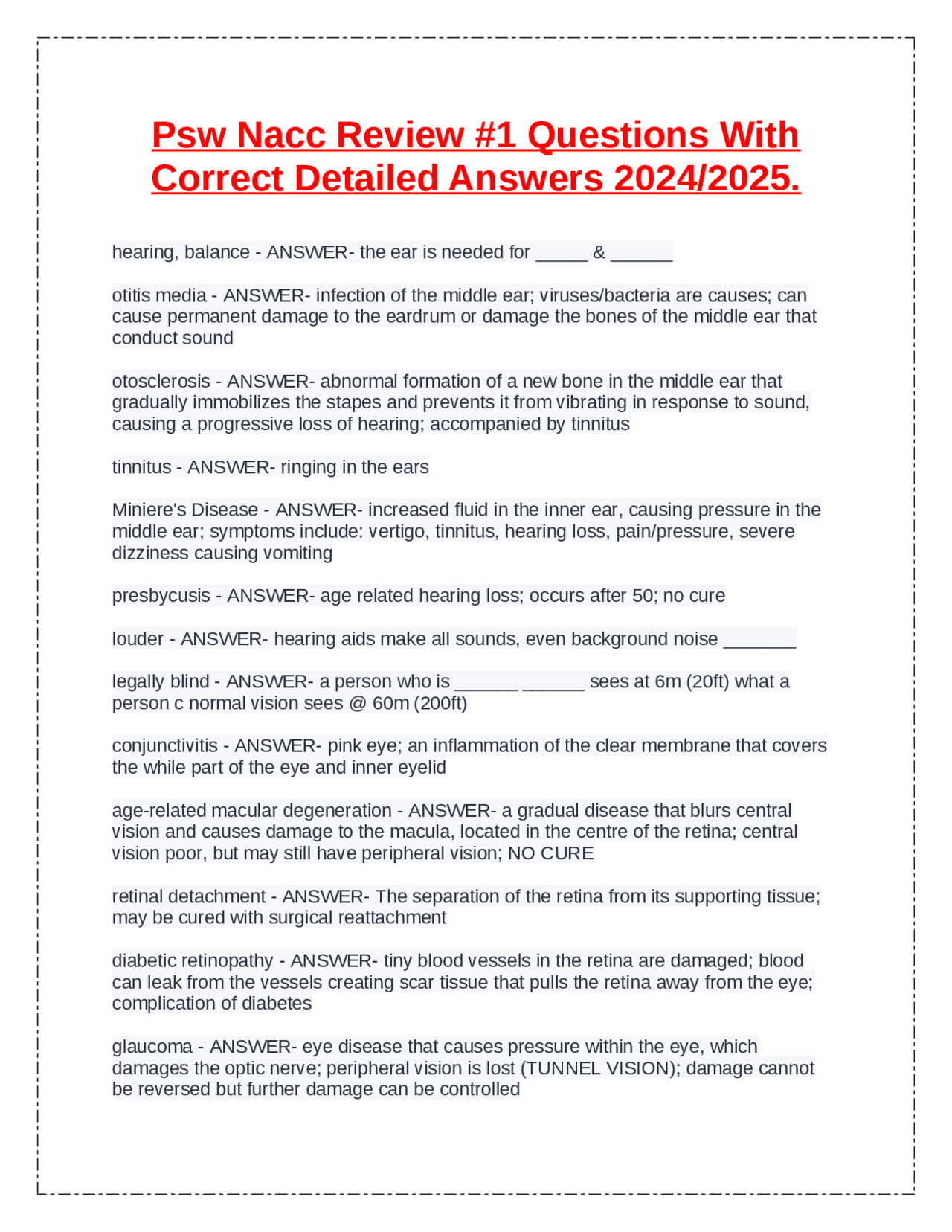 Psw Nacc Review #1 Questions With Correct Detailed Answers 2024/2025 ...