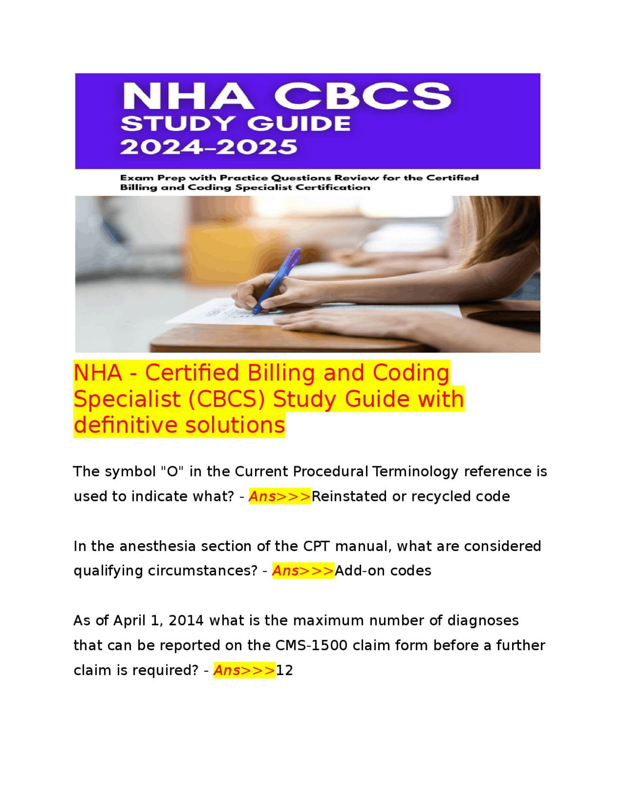 NHA - Certified Billing and Coding Specialist (CBCS) Study Guide with ...