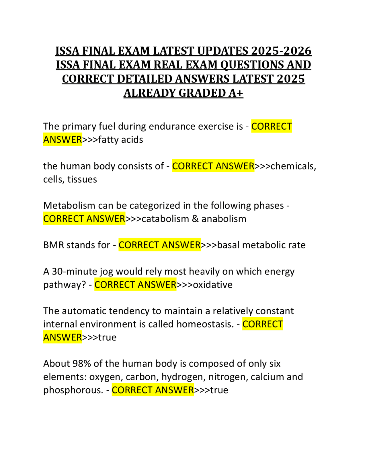 ISSA FINAL EXAM LATEST UPDATES 2025-2026 ISSA FINAL EXAM REAL EXAM ...