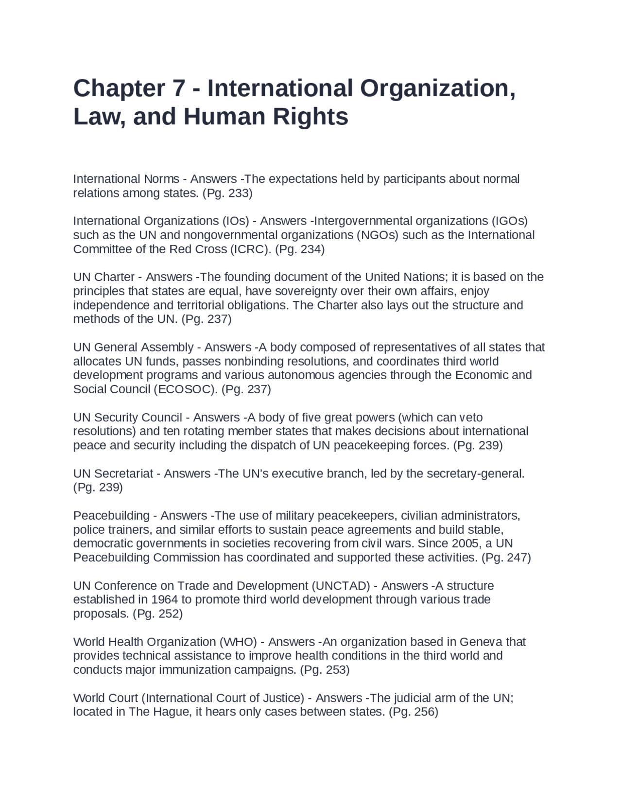 Chapter 7 - International Organization, Law, and Human Rights Exam ...