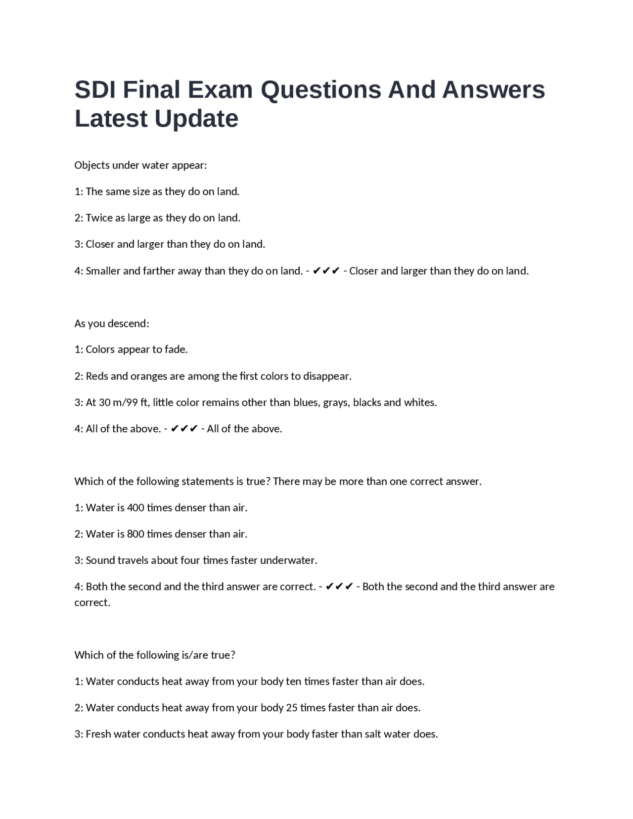 SDI Final Exam Questions And Answers Latest Update | Exams Advanced ...