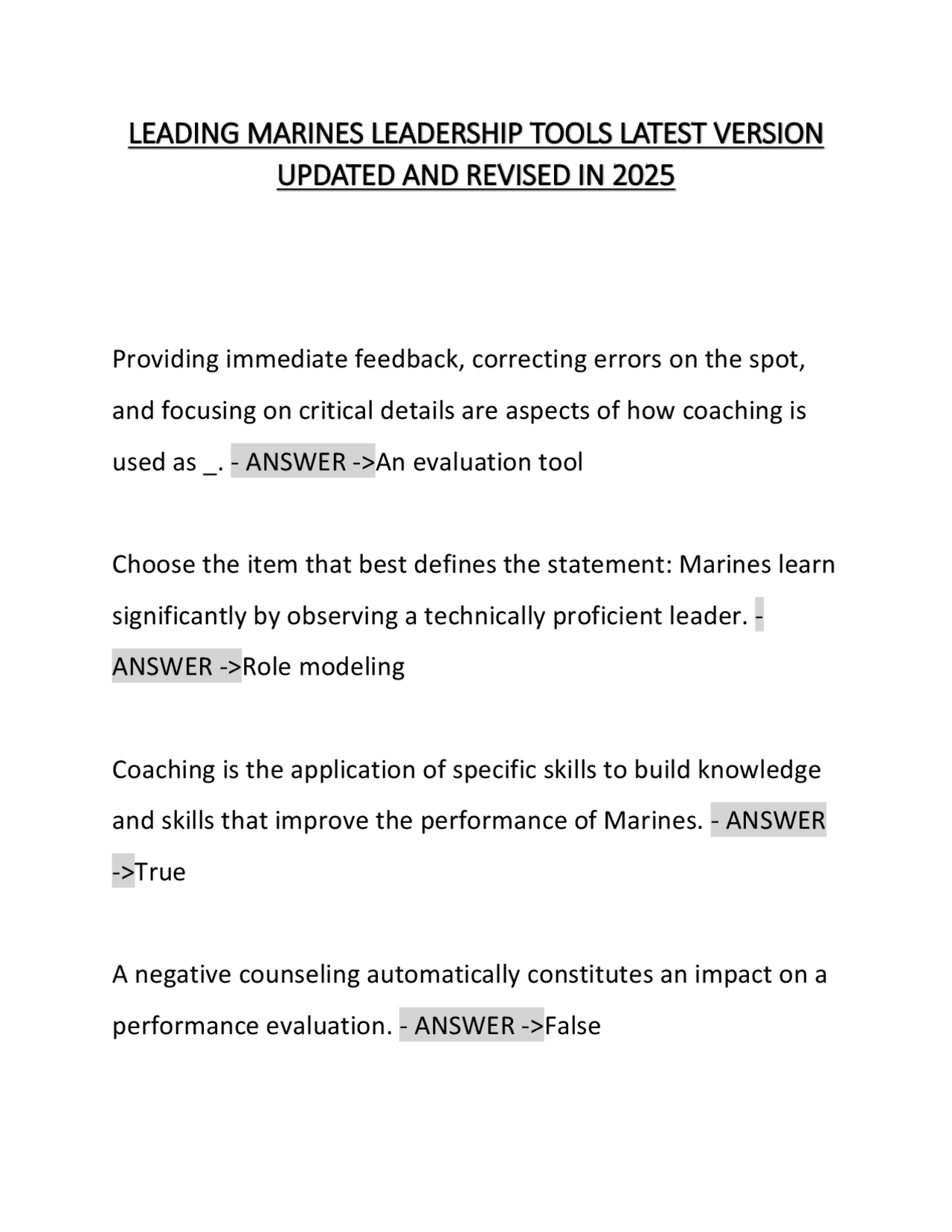 LEADING MARINES LEADERSHIP TOOLS LATEST VERSION UPDATED AND REVISED IN ...