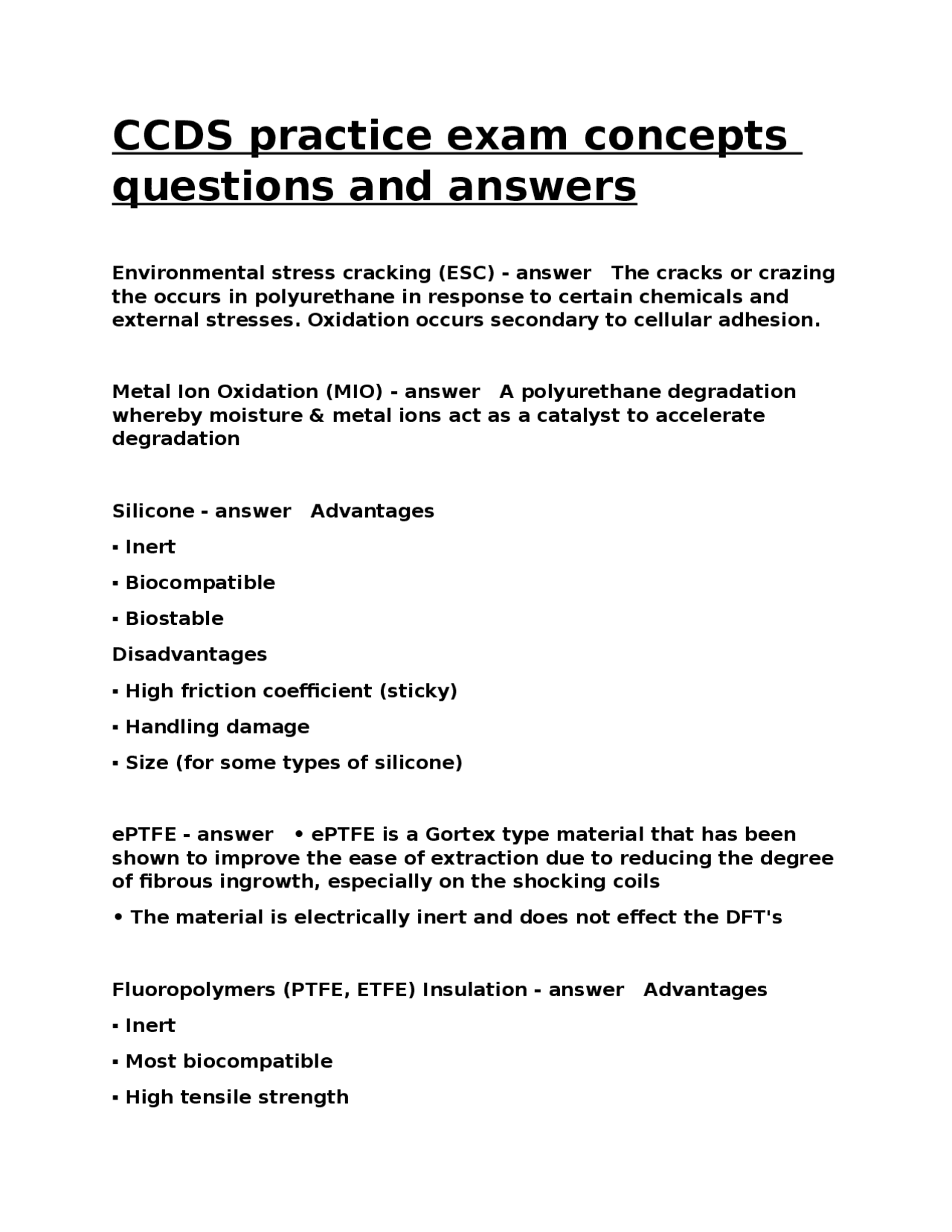 CCDS practice exam concepts questions and answers.d | Exams Biology ...