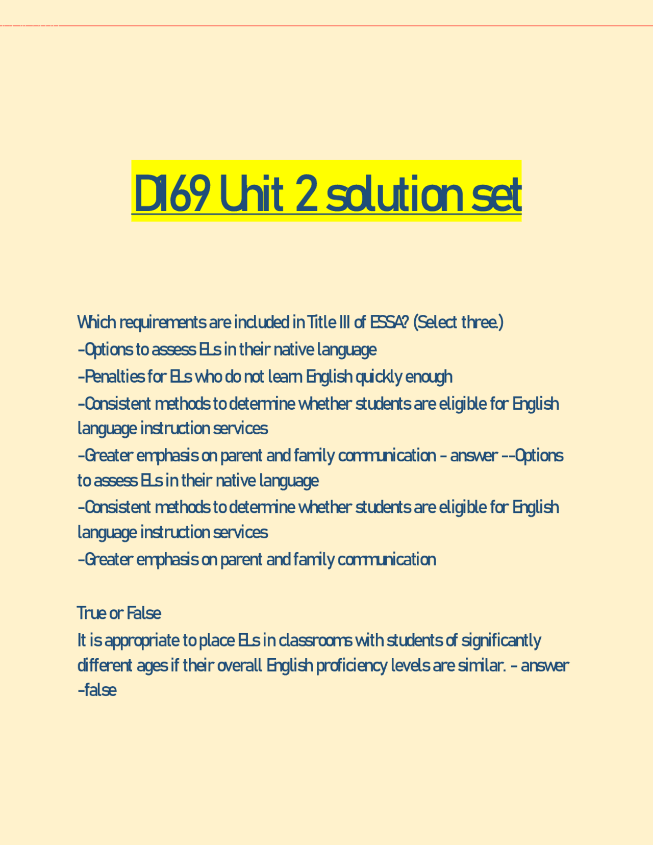 D169 Unit 2 solution set.pdf | Exams Nursing | Docsity
