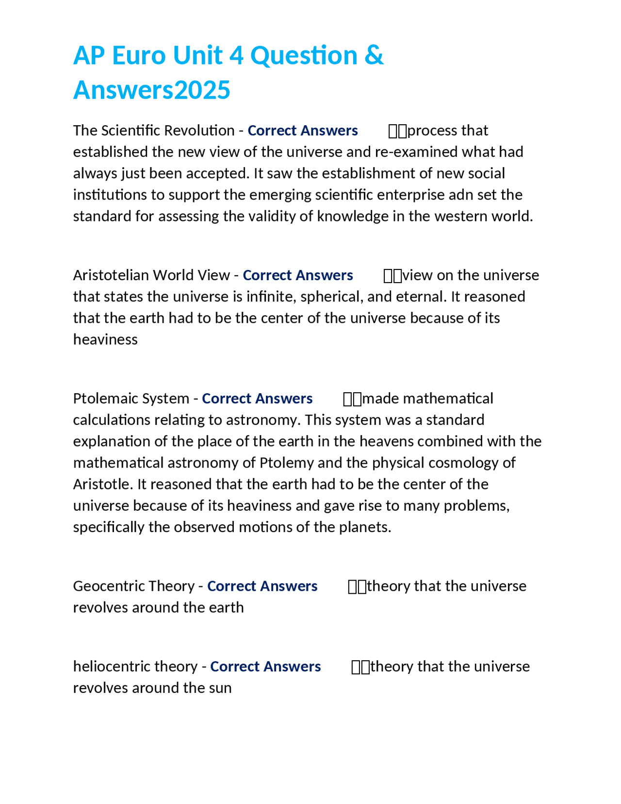 AP Euro Unit 4 Question & Answers2025 | Exams Nursing | Docsity
