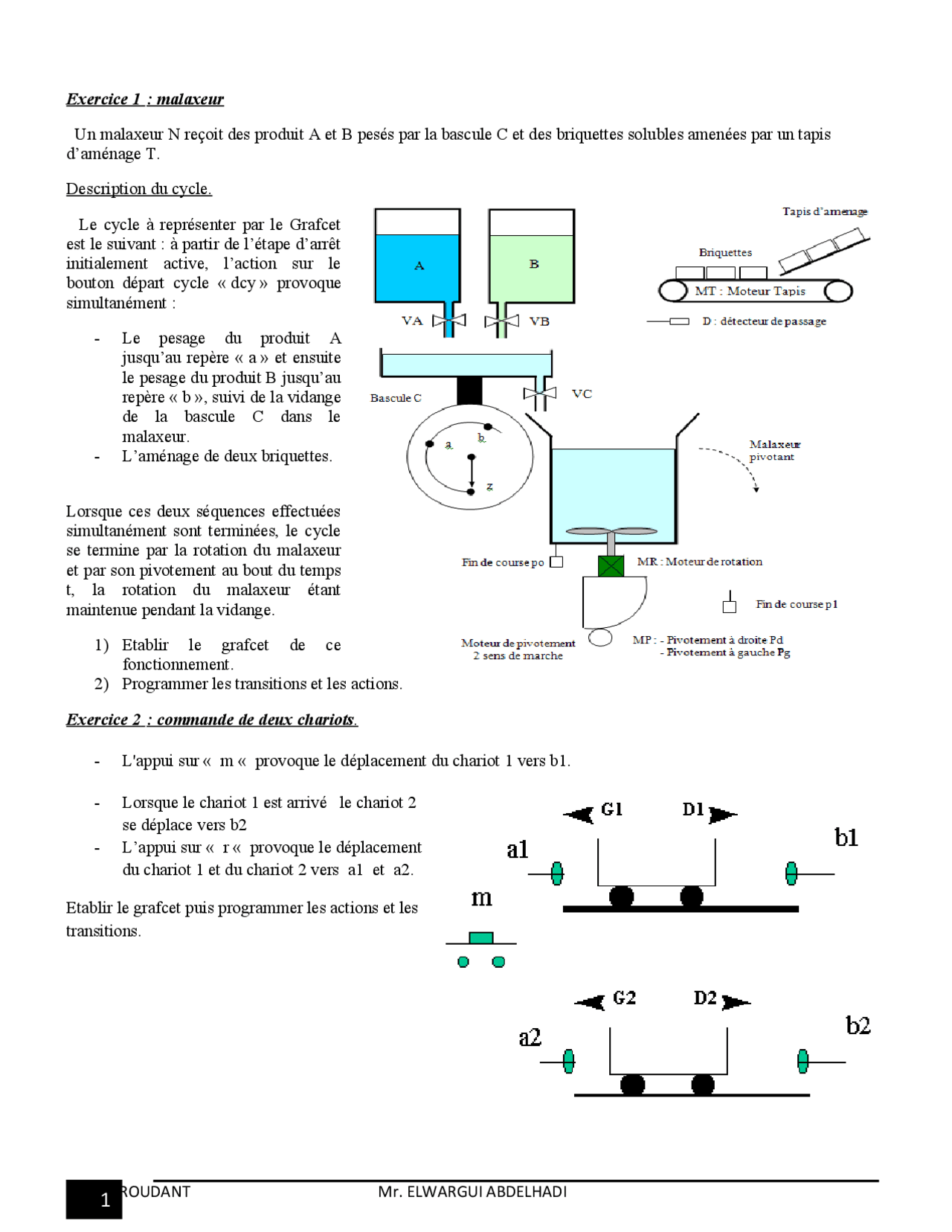 Exercice Grafcet corrigé | Exercises Mathematics | Docsity