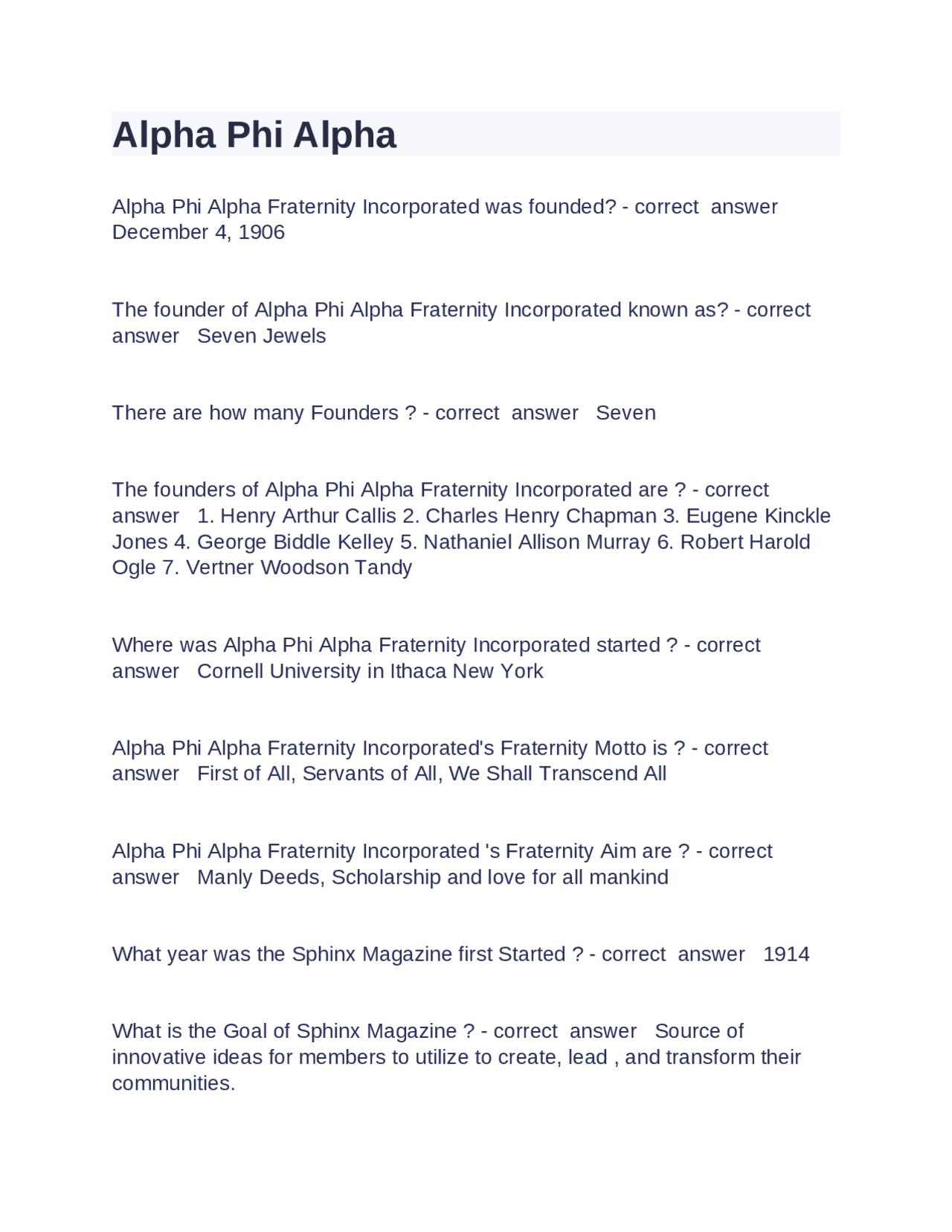 Alpha Phi Alpha c questions and answers already solved 2024 | Exams ...