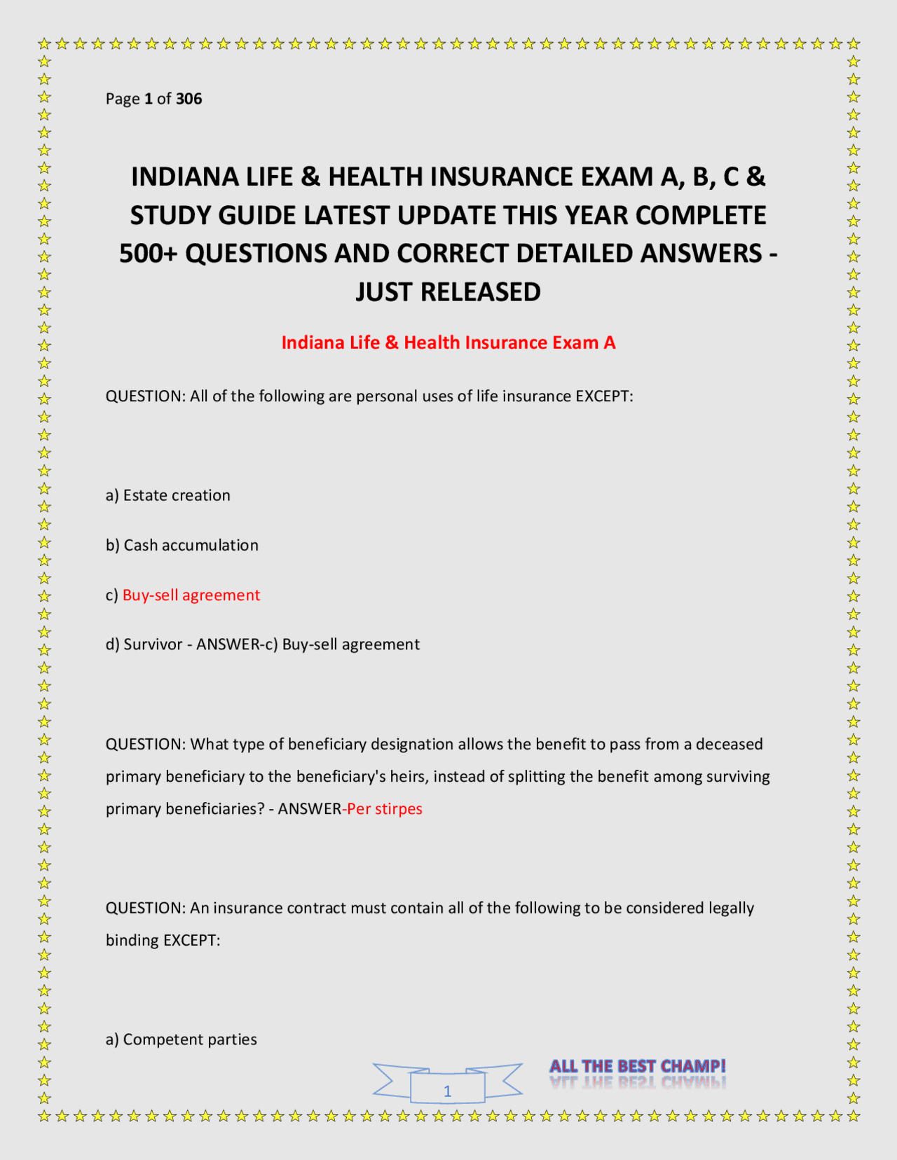 Indiana Life & Health Insurance Exam Study Guide: Comprehensive ...