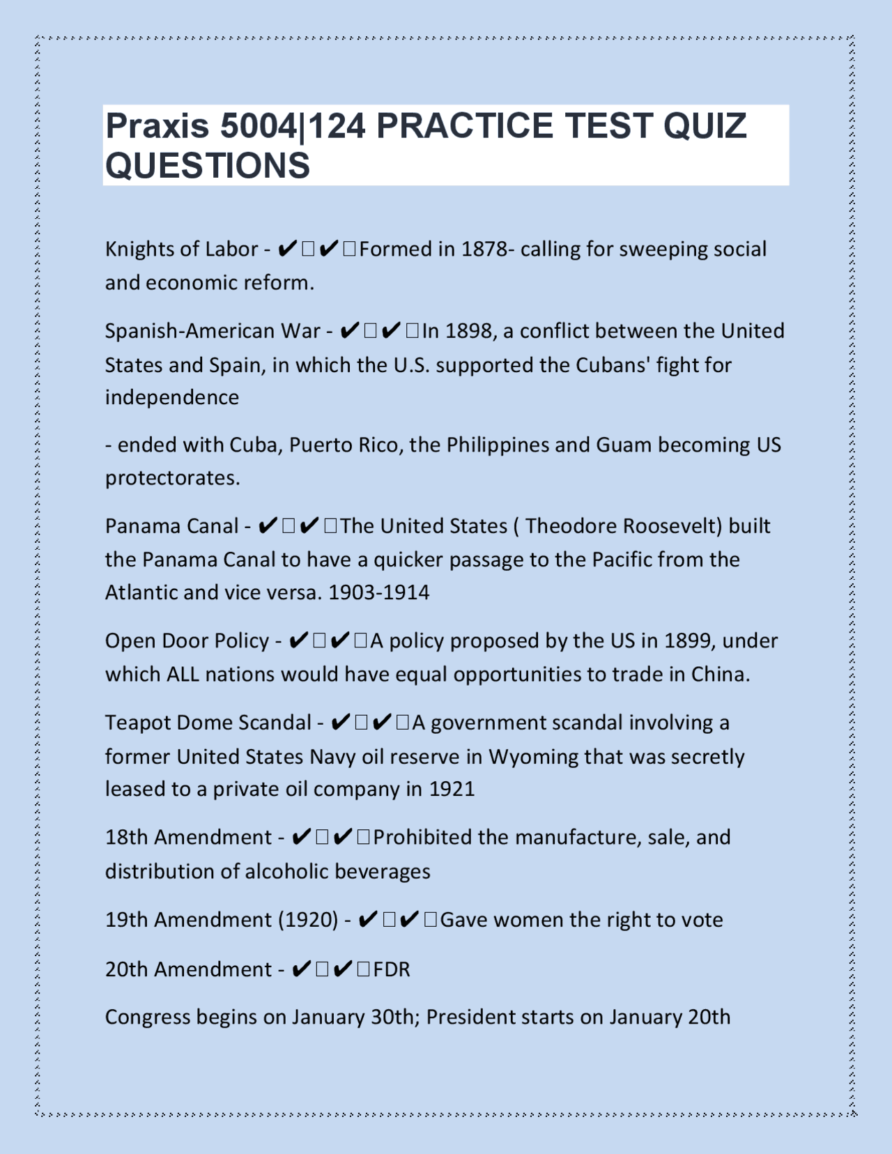 US History Practice Test Quiz: Key Events and Concepts | Exams History ...