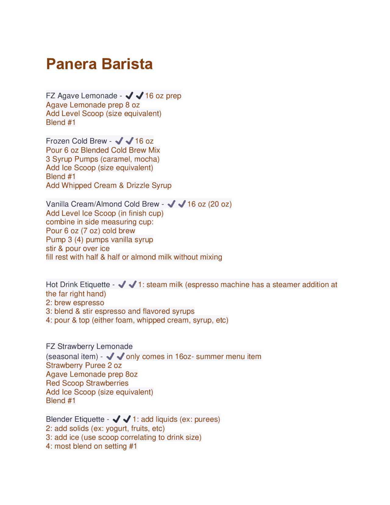 Panera Barista Training Guide: Recipes and Techniques for Popular ...