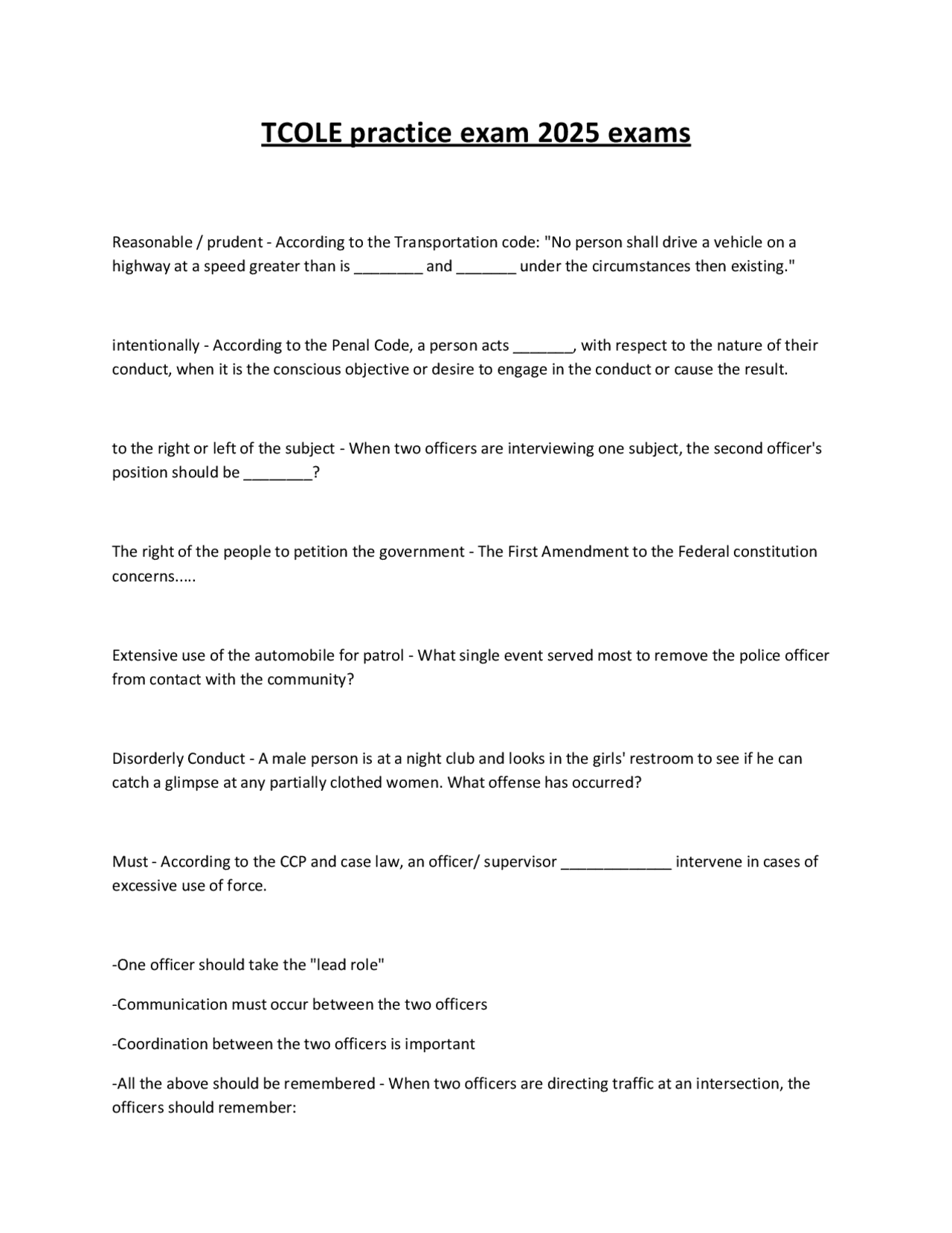 TCOLE Practice Exam 2025: Texas Peace Officer Licensing Exam ...