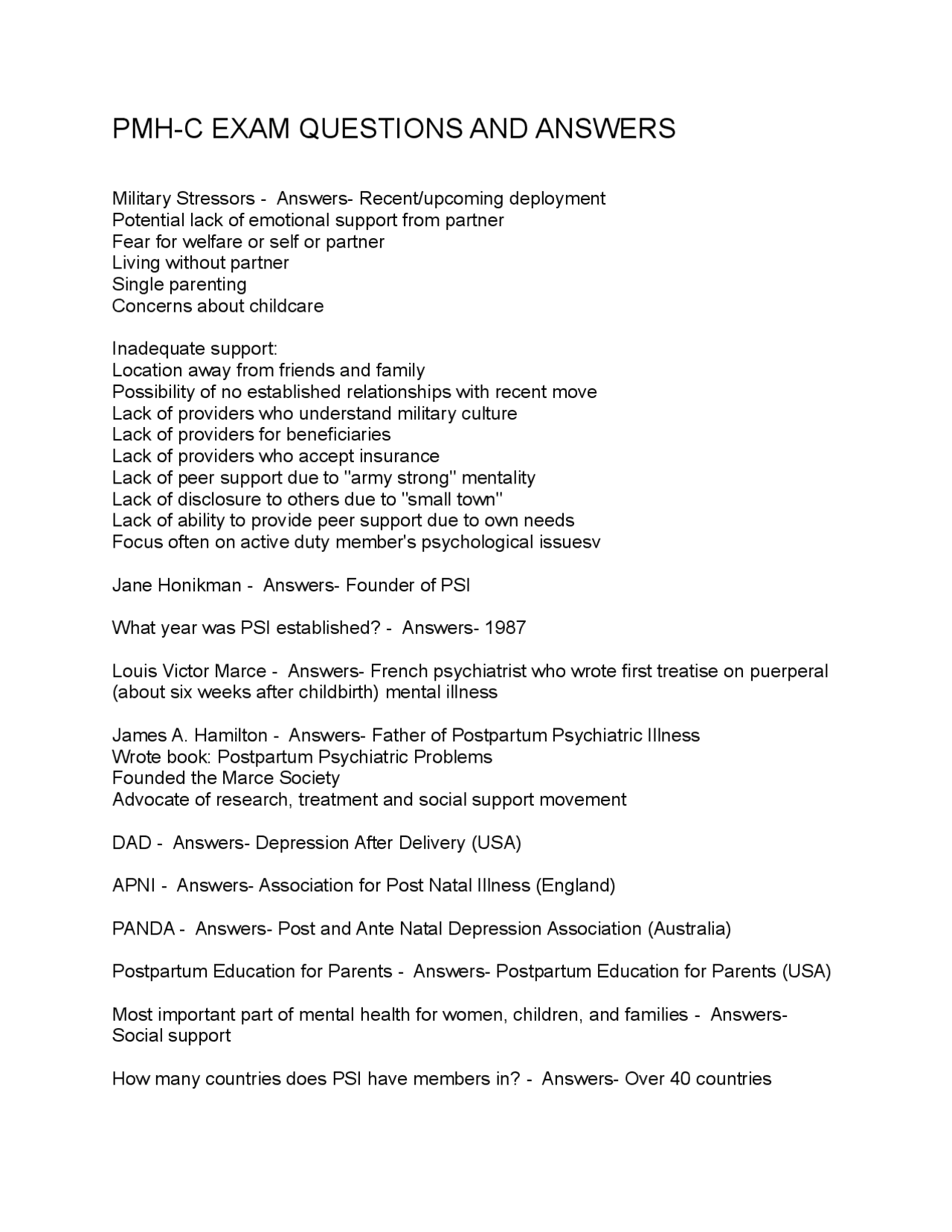 PMH-C Exam Questions and Answers: A Comprehensive Guide to Perinatal ...