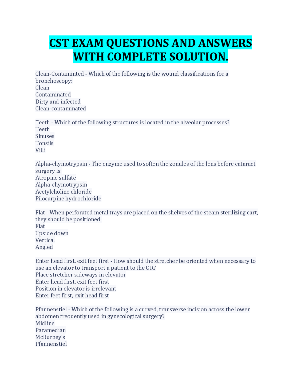 CST Exam Questions and Answers: A Comprehensive Guide for Surgical ...