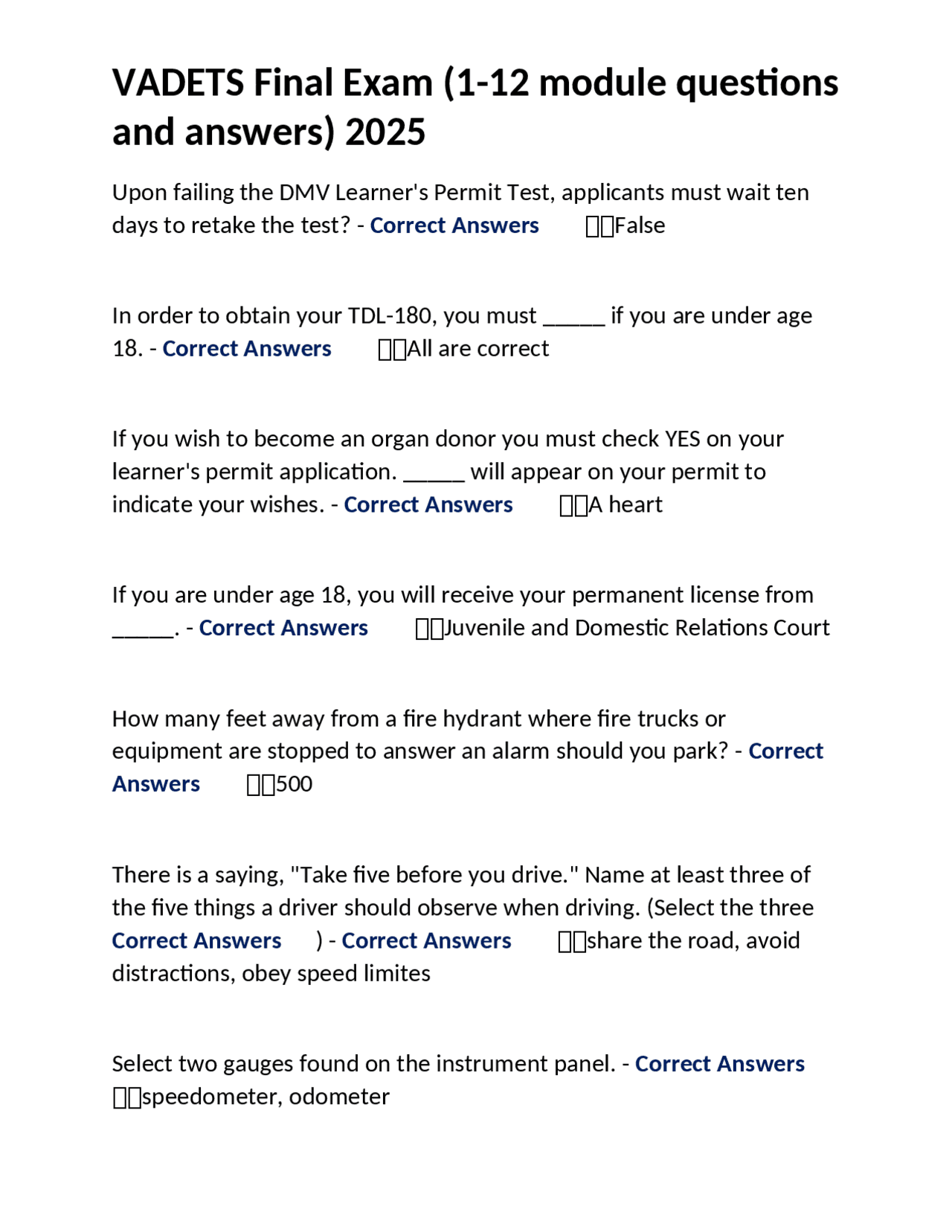 VADETS Final Exam (1-12 module questions and answers) 2025 | Exams ...