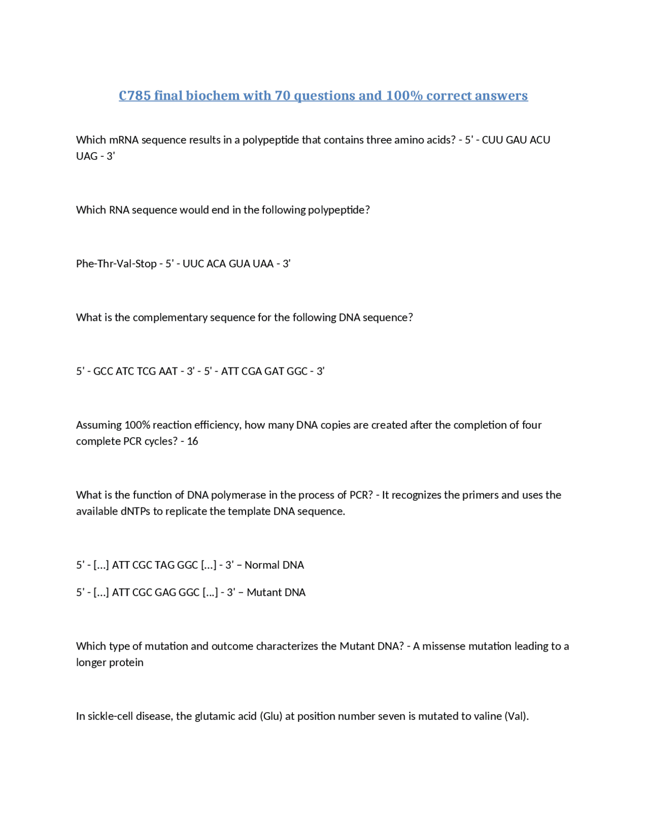 Biochemistry Multiple Choice Questions and Answers | Exams Advanced ...