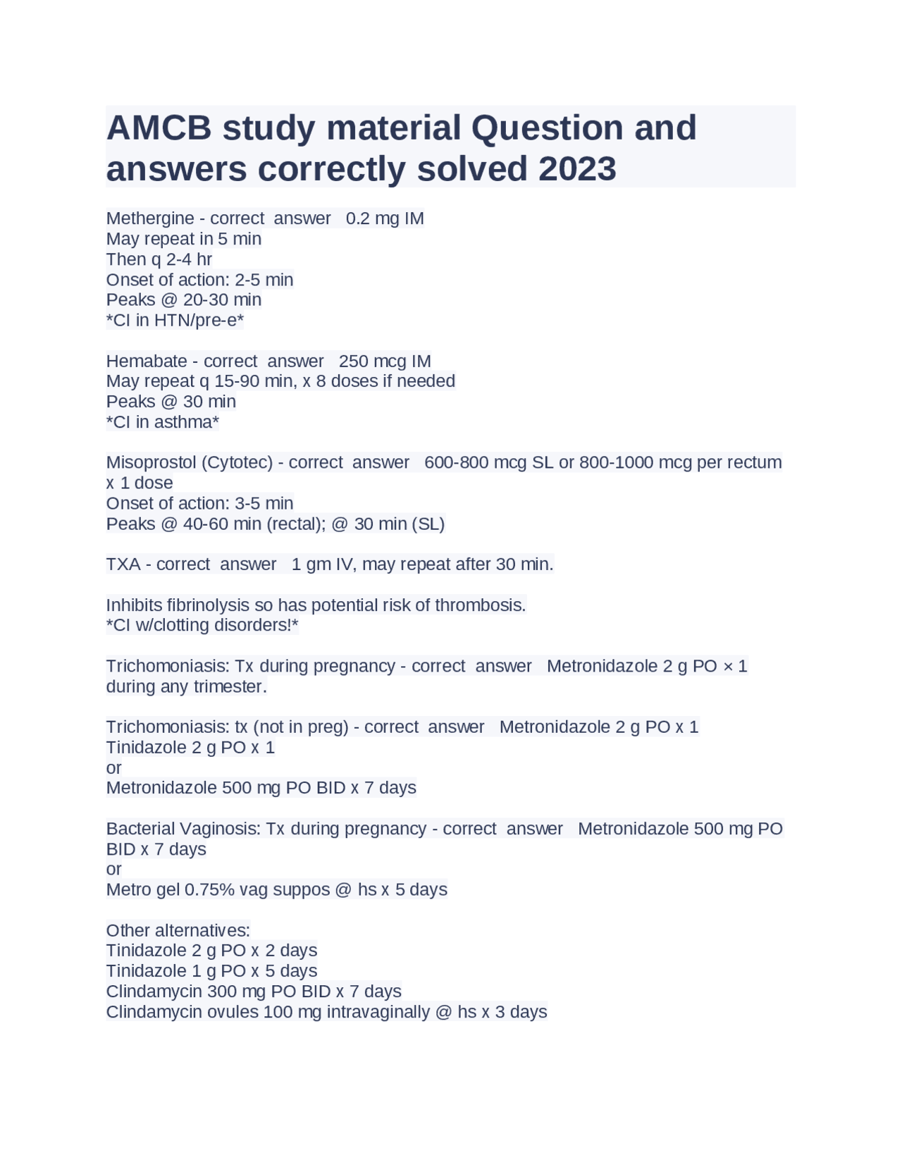 Obstetrics and Gynecology Study Guide: Questions and Answers | Exams ...