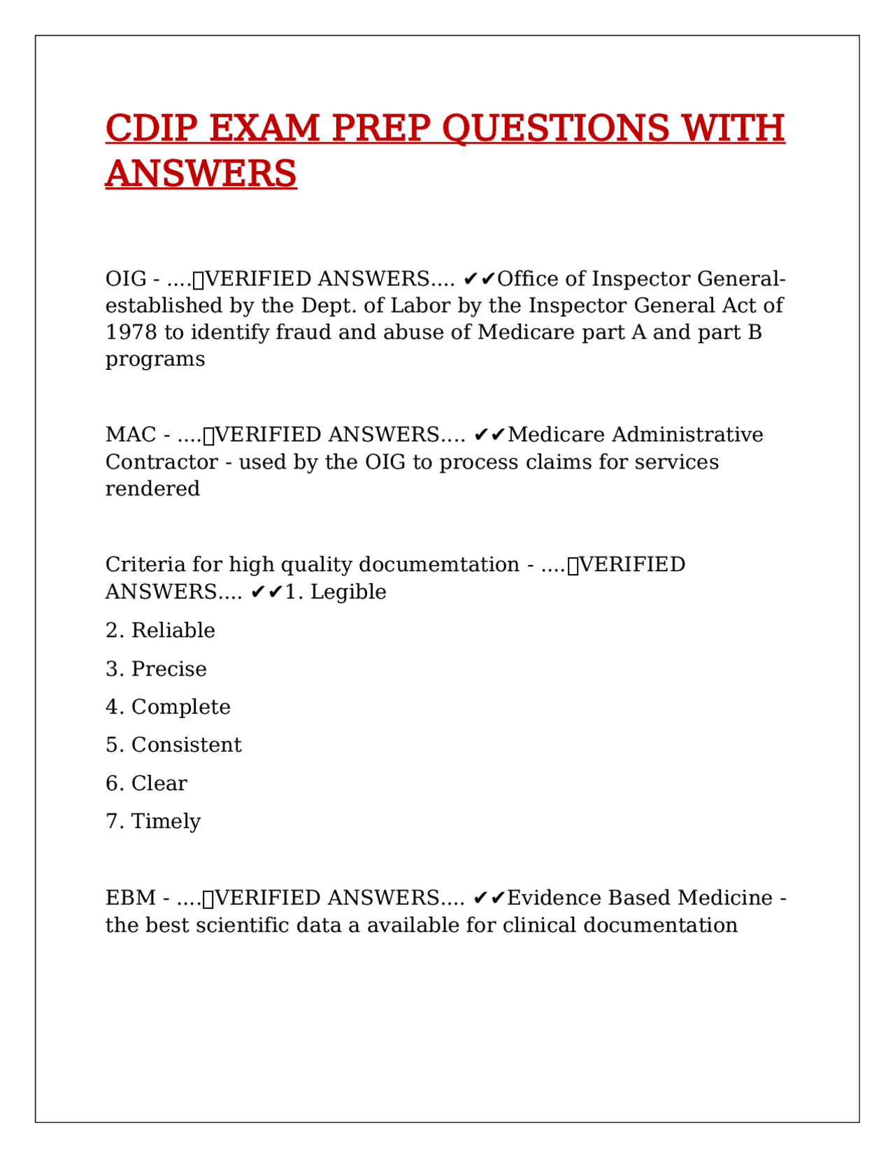 CDIP Exam Prep Questions and Answers: A Guide to Medical Coding and ...