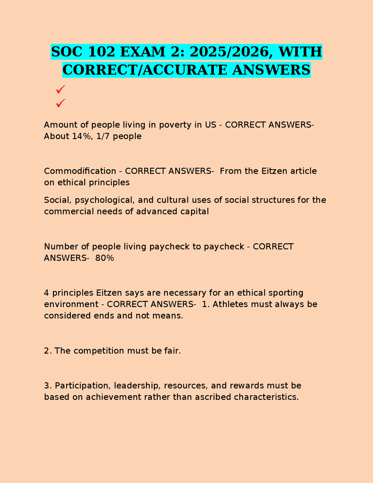 SOC 102 Exam 2: 2025/2026 - Sociology Exam Questions and Answers ...