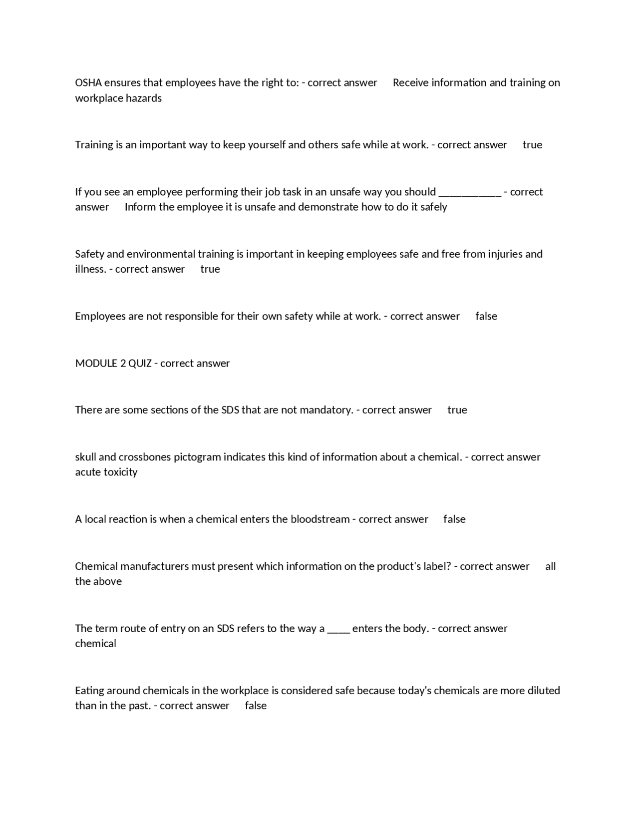 OSHA Safety Training Quizzes: Workplace Hazards, Chemical Safety, PPE ...