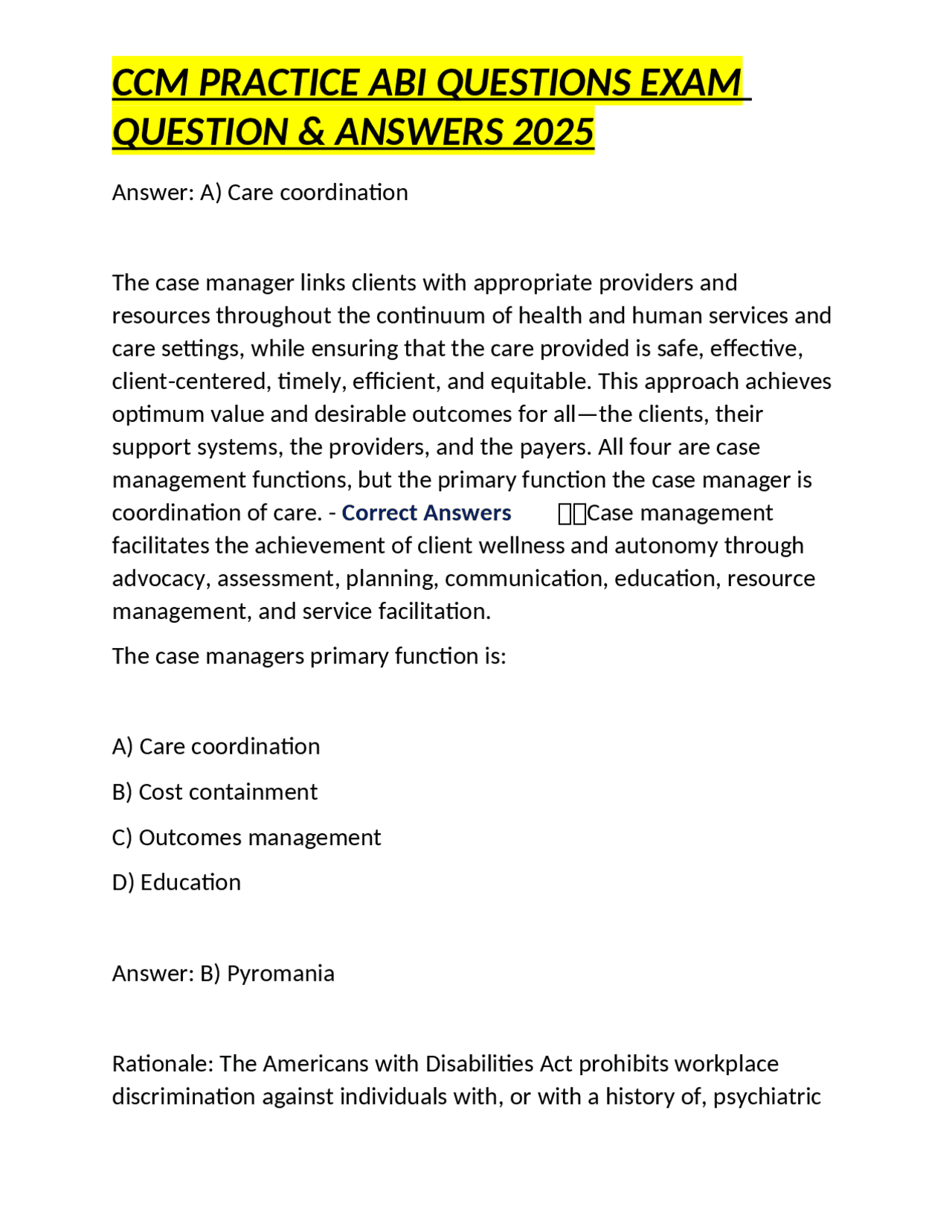 CCM Practice ABI Questions Exam: Question & Answers 2025 | Exams ...