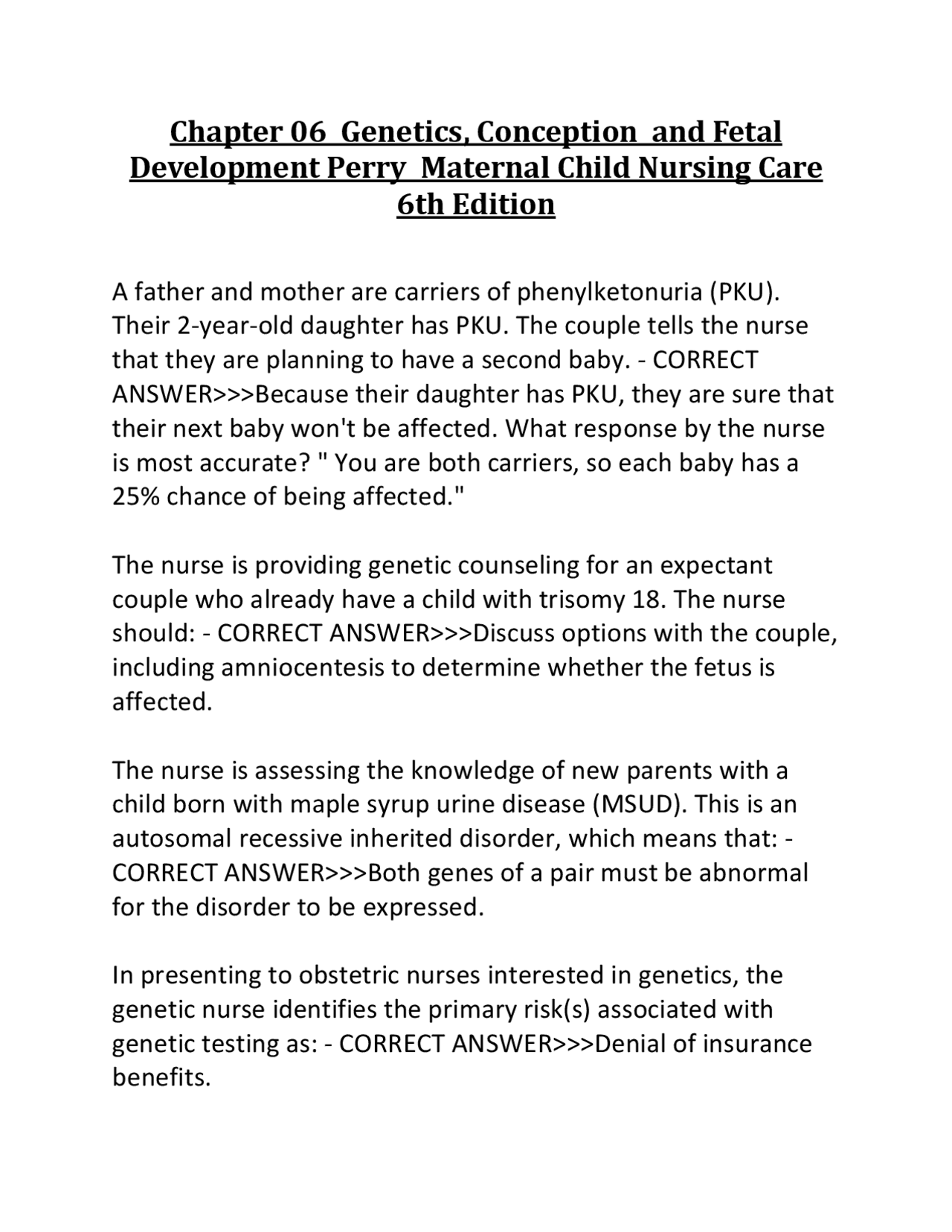 Genetics, Conception, and Fetal Development: Key Concepts and Questions ...