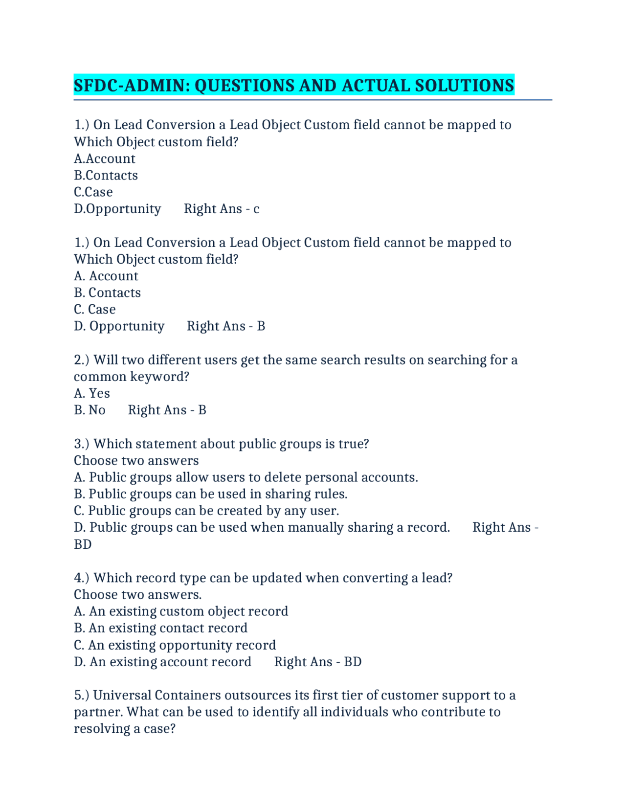 Salesforce Administrator Certification Exam Questions And Answers Exams Marketing Management