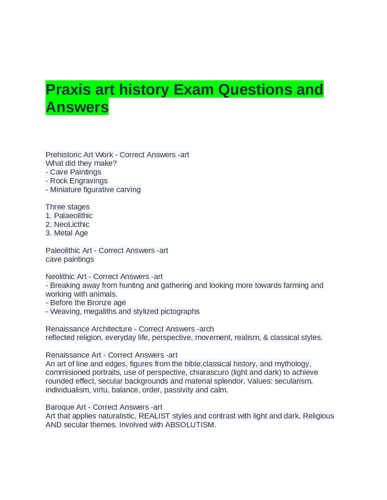 Art History Exam Guide: Prehistoric to Baroque | Exams Advanced ...
