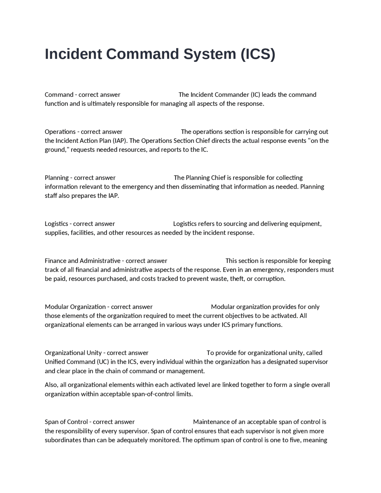 Incident Command System (ICS): Principles and Practices | Exams Nursing ...