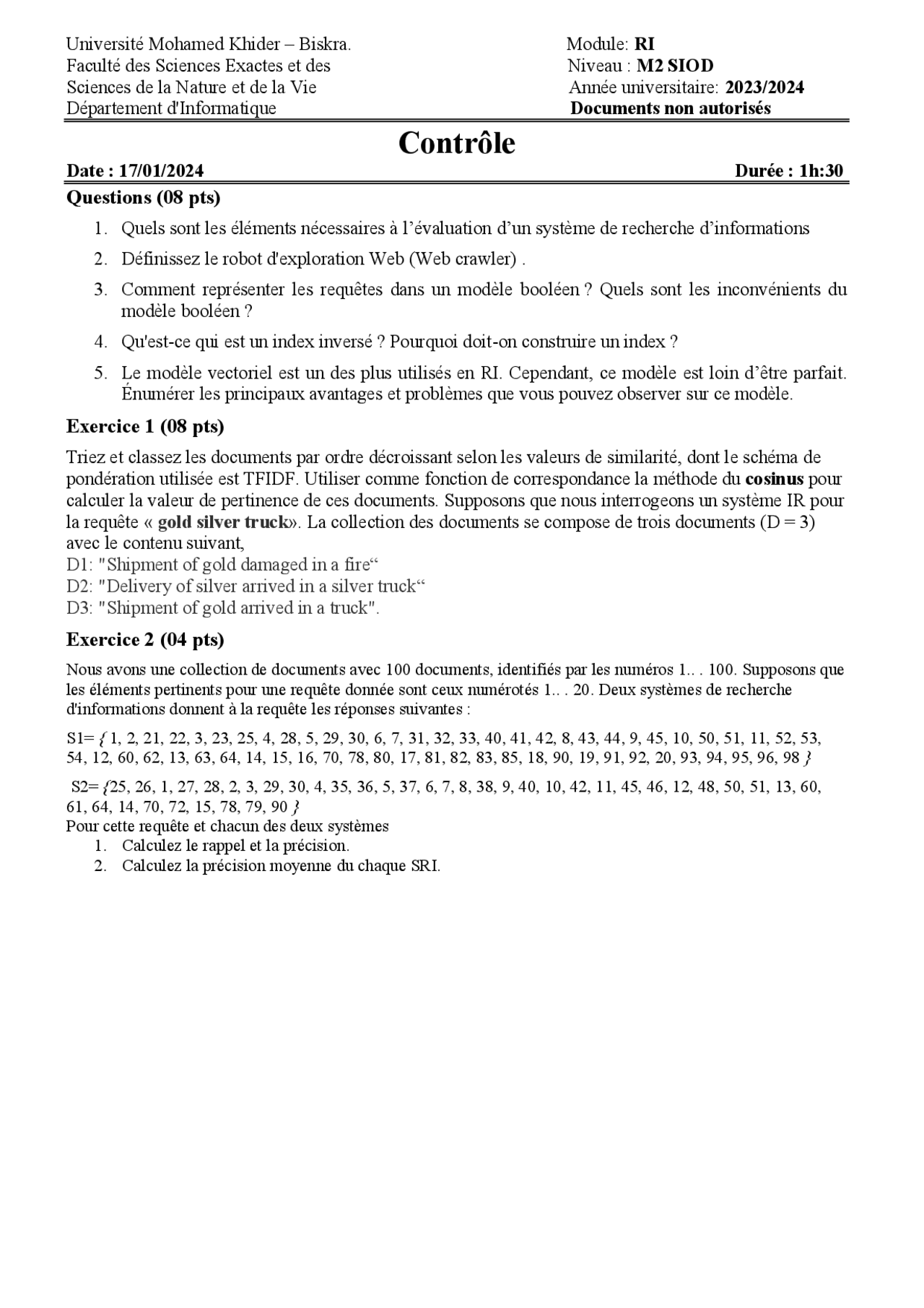robotics exercices and exemple | Exercises Robotics | Docsity