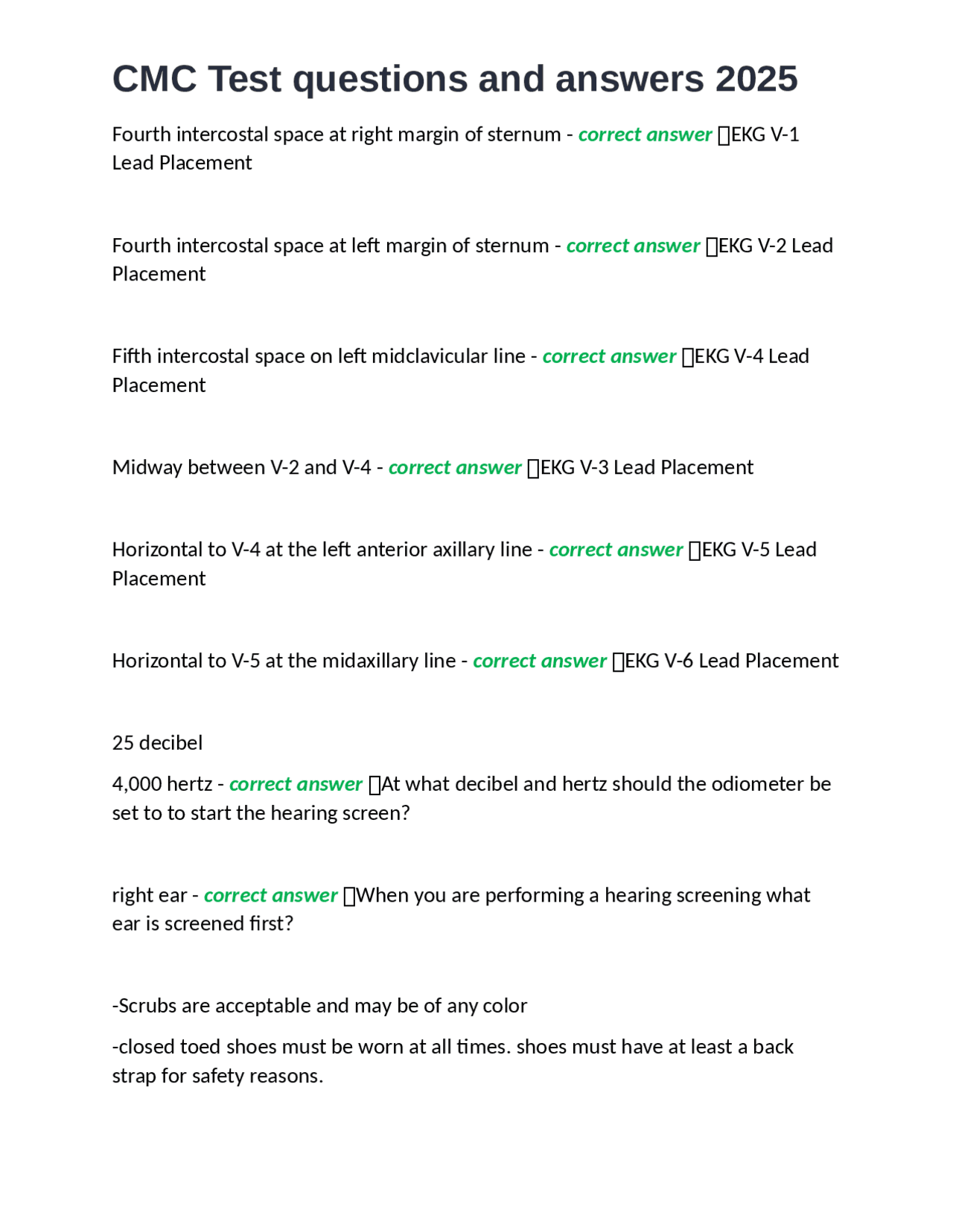 CMC Test Questions and Answers 2025: A Comprehensive Guide for Medical ...