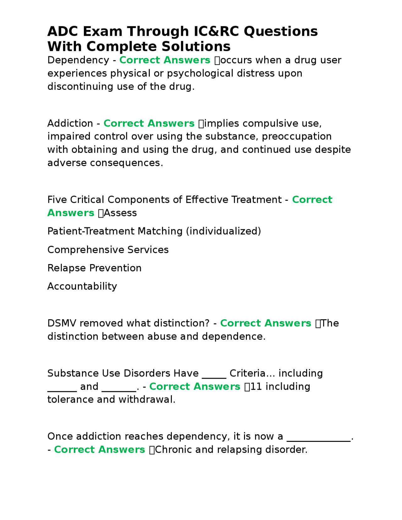 ADC Exam Through IC&RC Questions With Complete Solutions | Exams ...