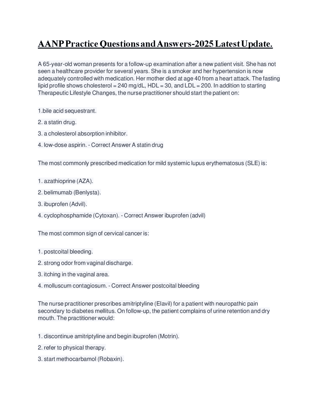 AANP Practice Questions and Answers-2025 Latest Update. | Exams ...