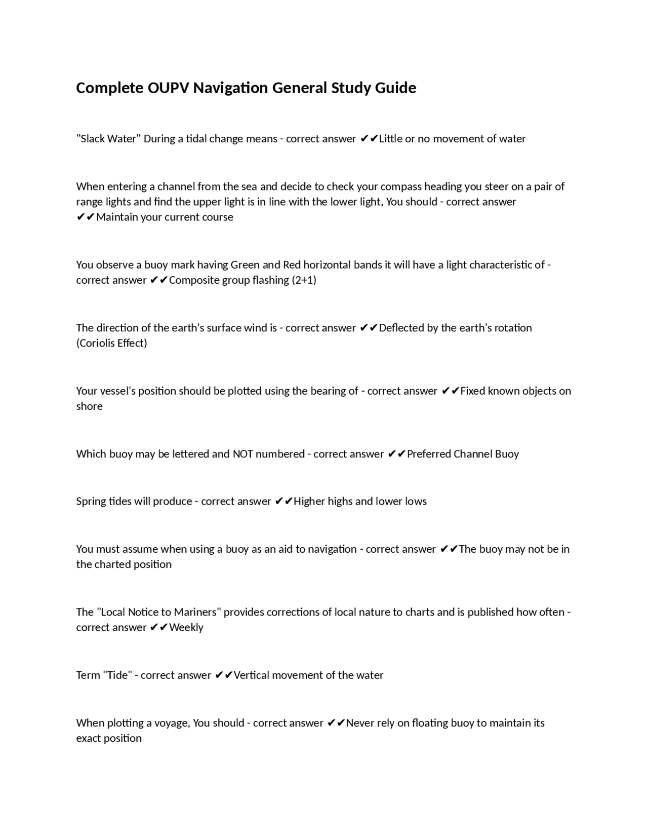 Navigation General Study Guide: OUPV Exam Preparation | Exams Nursing ...