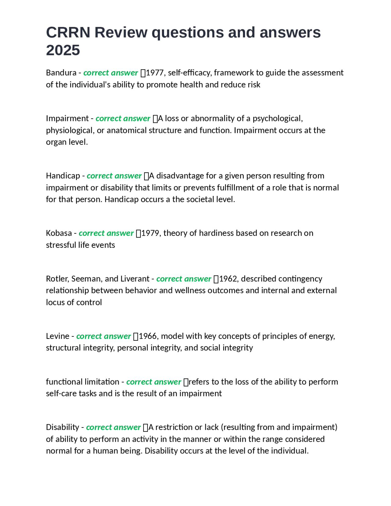 CRRN Review Questions and Answers: A Comprehensive Guide to ...