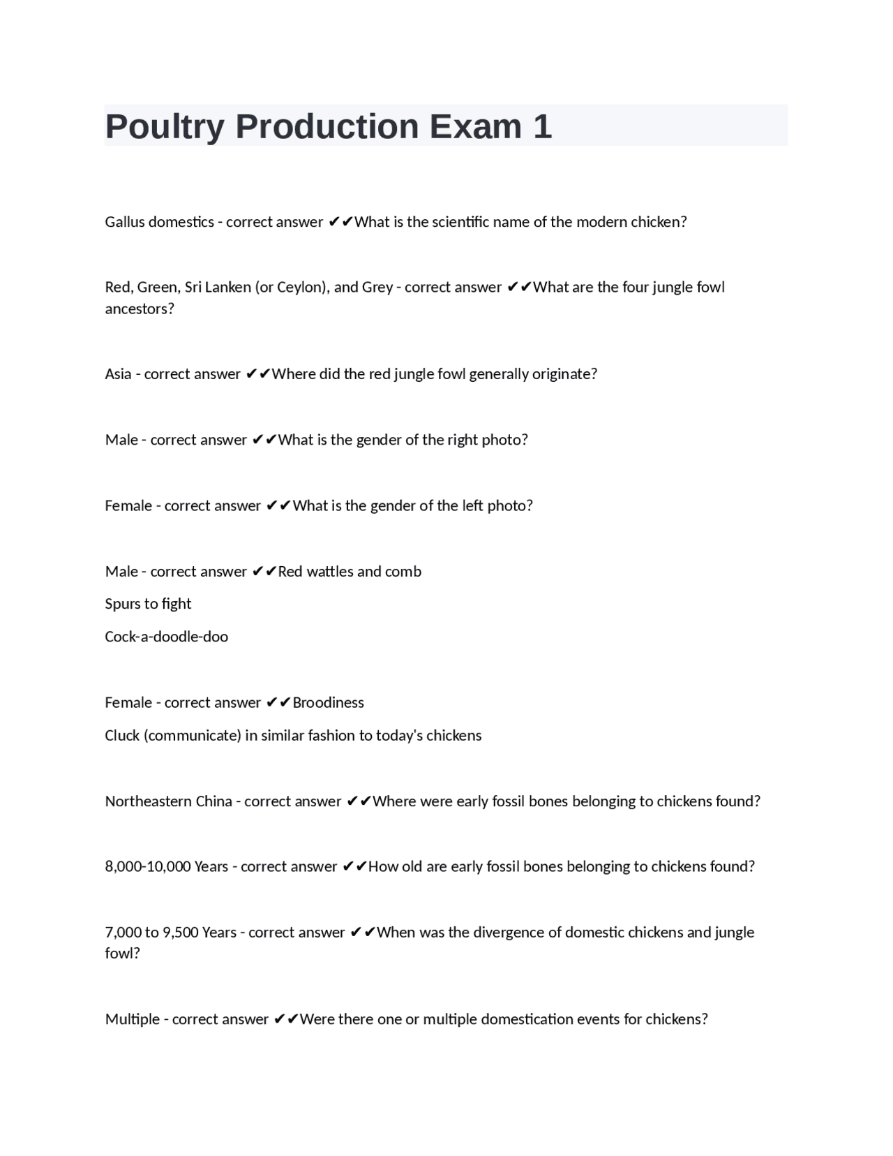 Poultry Production Exam questions with correct answers | Exams Nursing ...