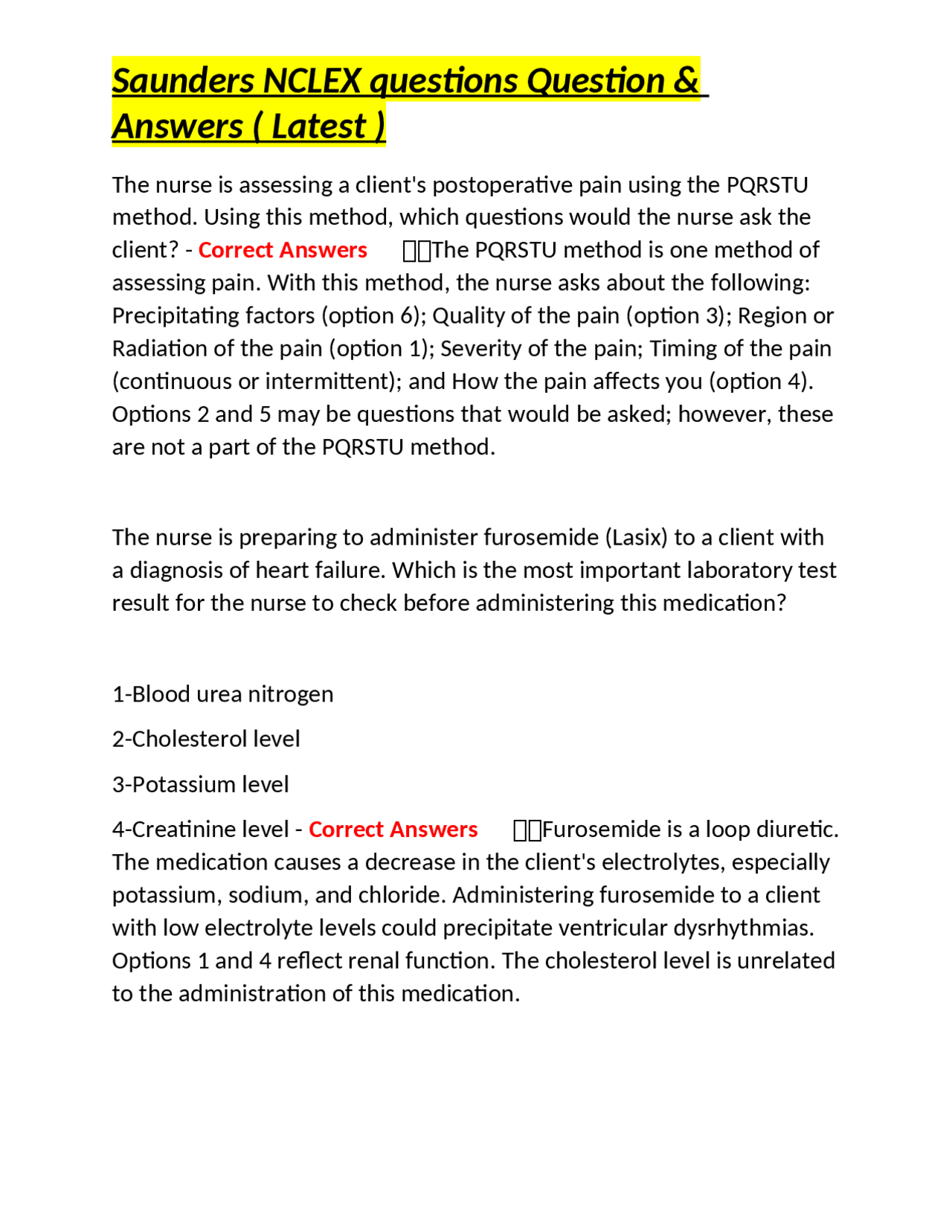 NCLEX Practice Questions and Answers: Pharmacology, Hematology, and ...