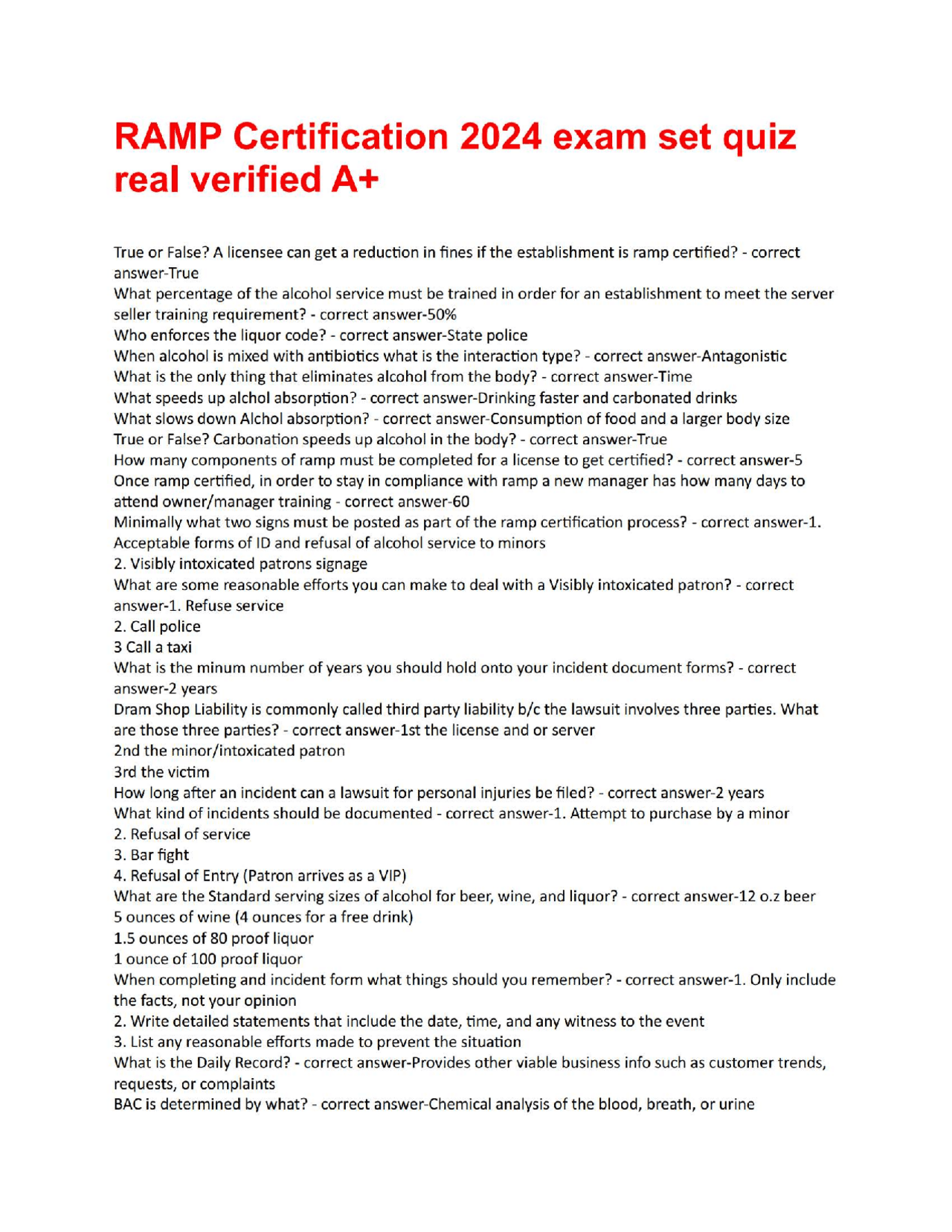 RAMP Certification 2024 exam set quiz real verified A.pdf | Exercises ...