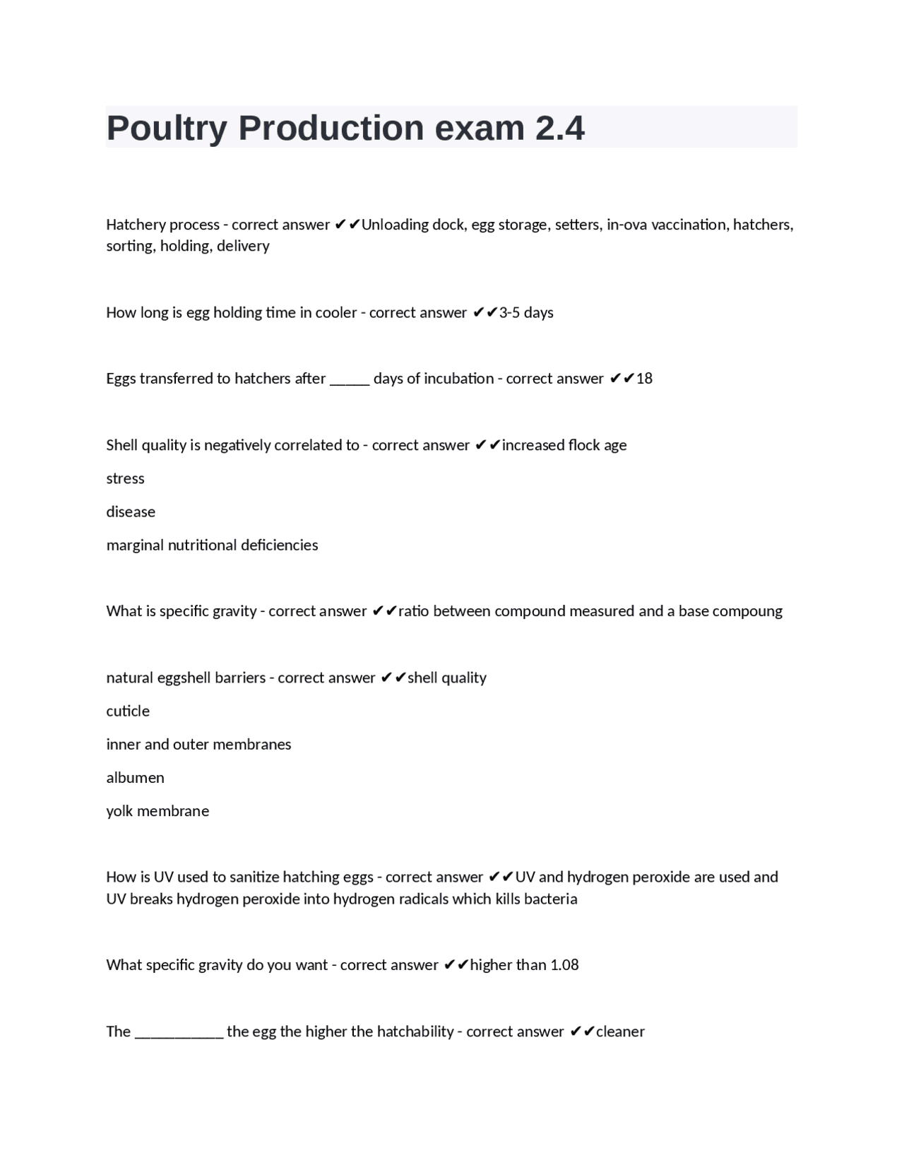 Poultry Production Exam: Hatchery Process and Incubation | Exams ...