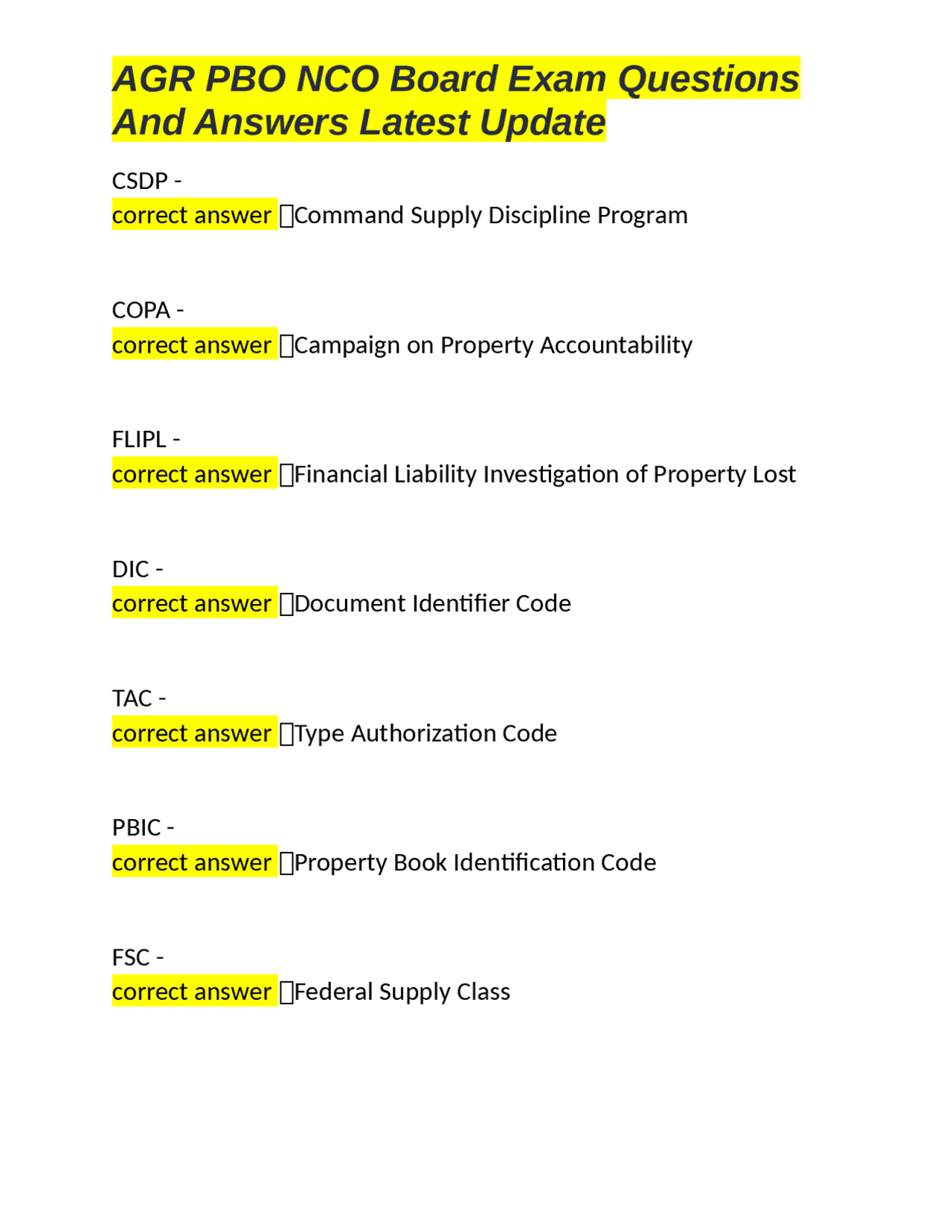 AGR PBO NCO Board Exam Questions and Answers: A Comprehensive Guide to ...