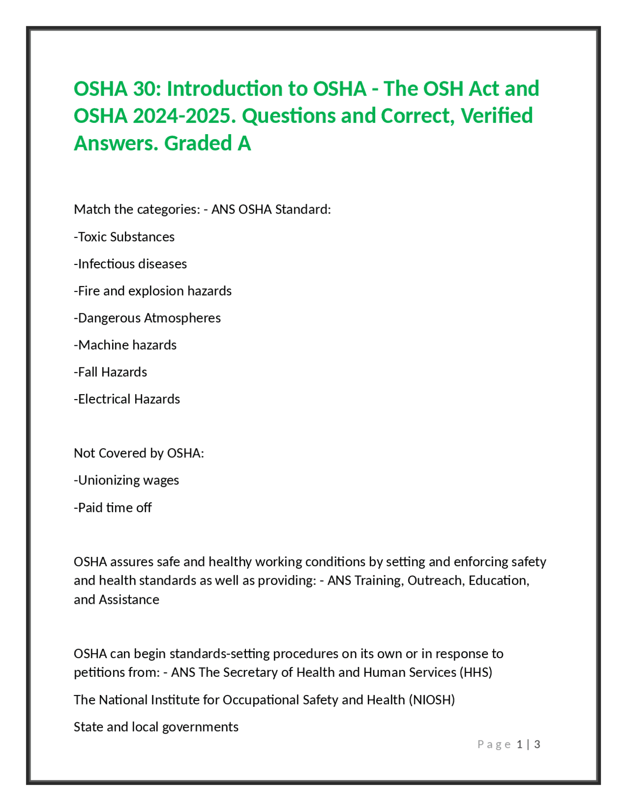 OSHA 30: Introduction to OSHA and the OSH Act | Exams Workplace Safety ...