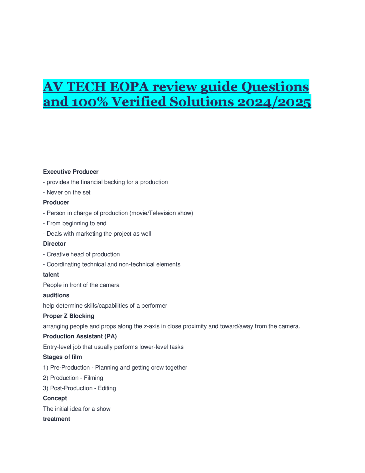 AV Tech EOPA Review Guide: Questions and Solutions for 2024/2025 ...