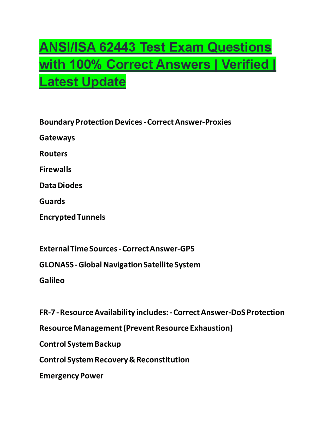 ANSI/ISA 62443 Test Exam Questions and Answers | Exams Advanced ...